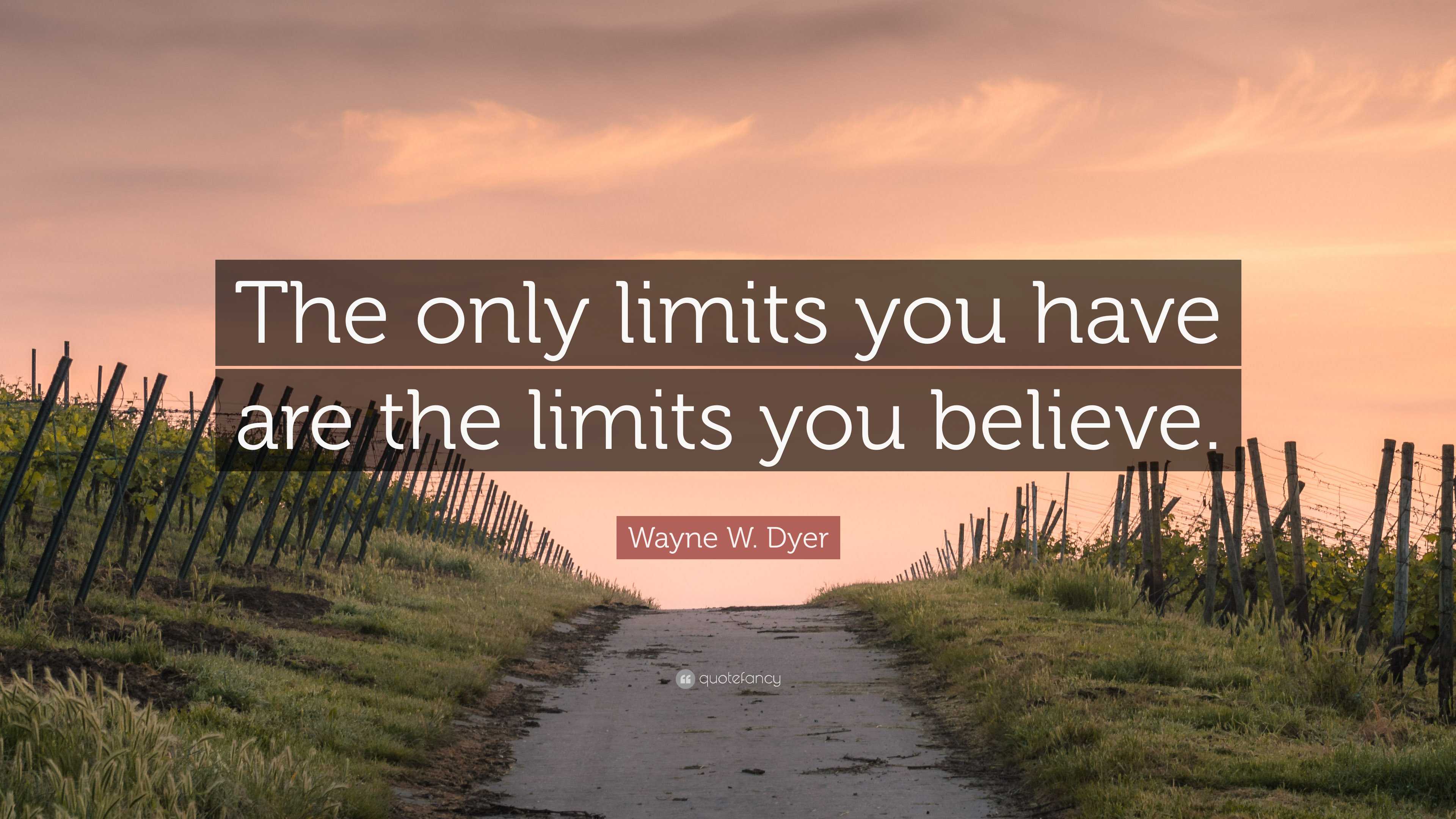 Wayne W. Dyer Quote: “The only limits you have are the limits you believe.”