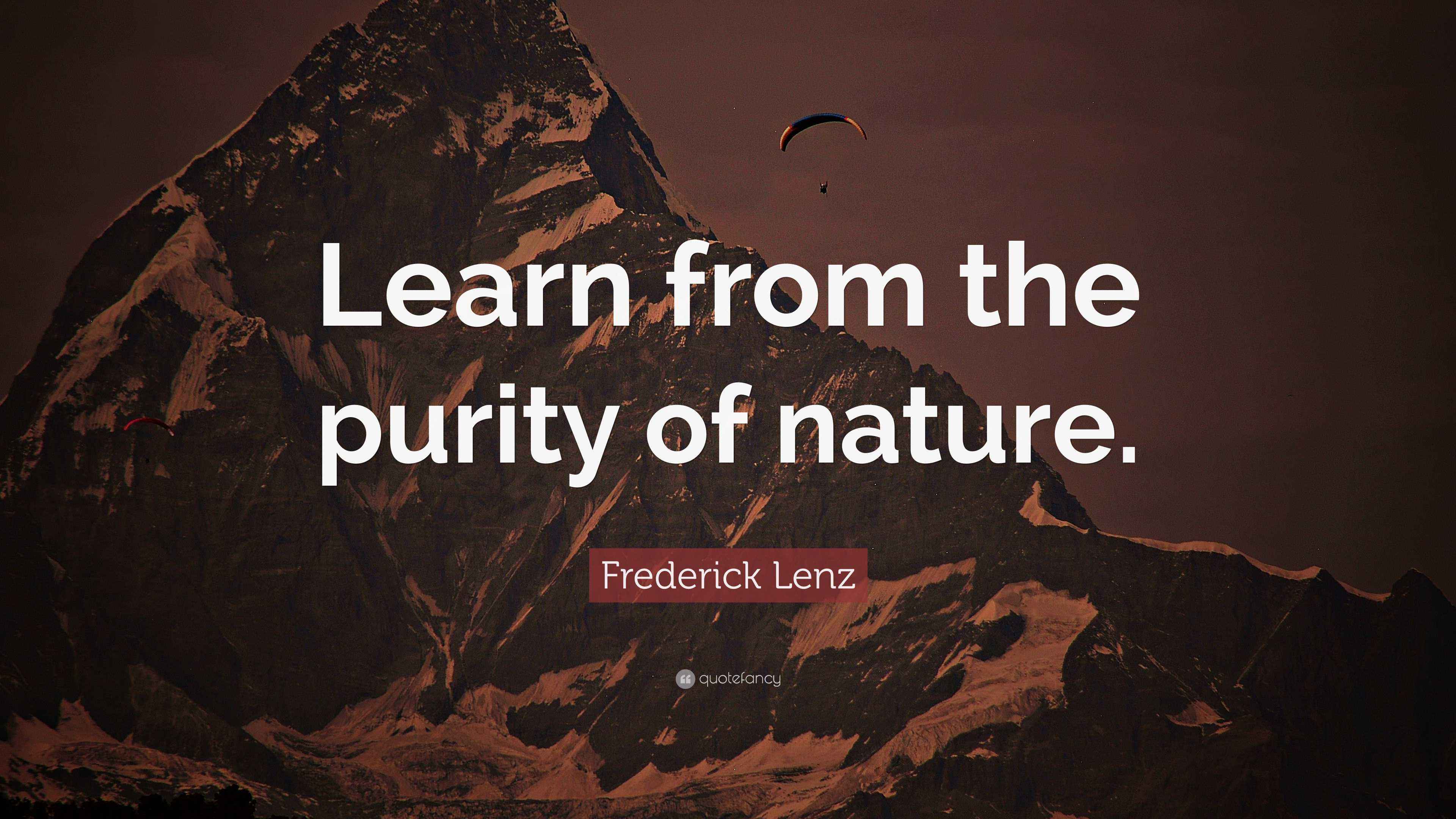 Frederick Lenz Quote: “Learn from the purity of nature.”