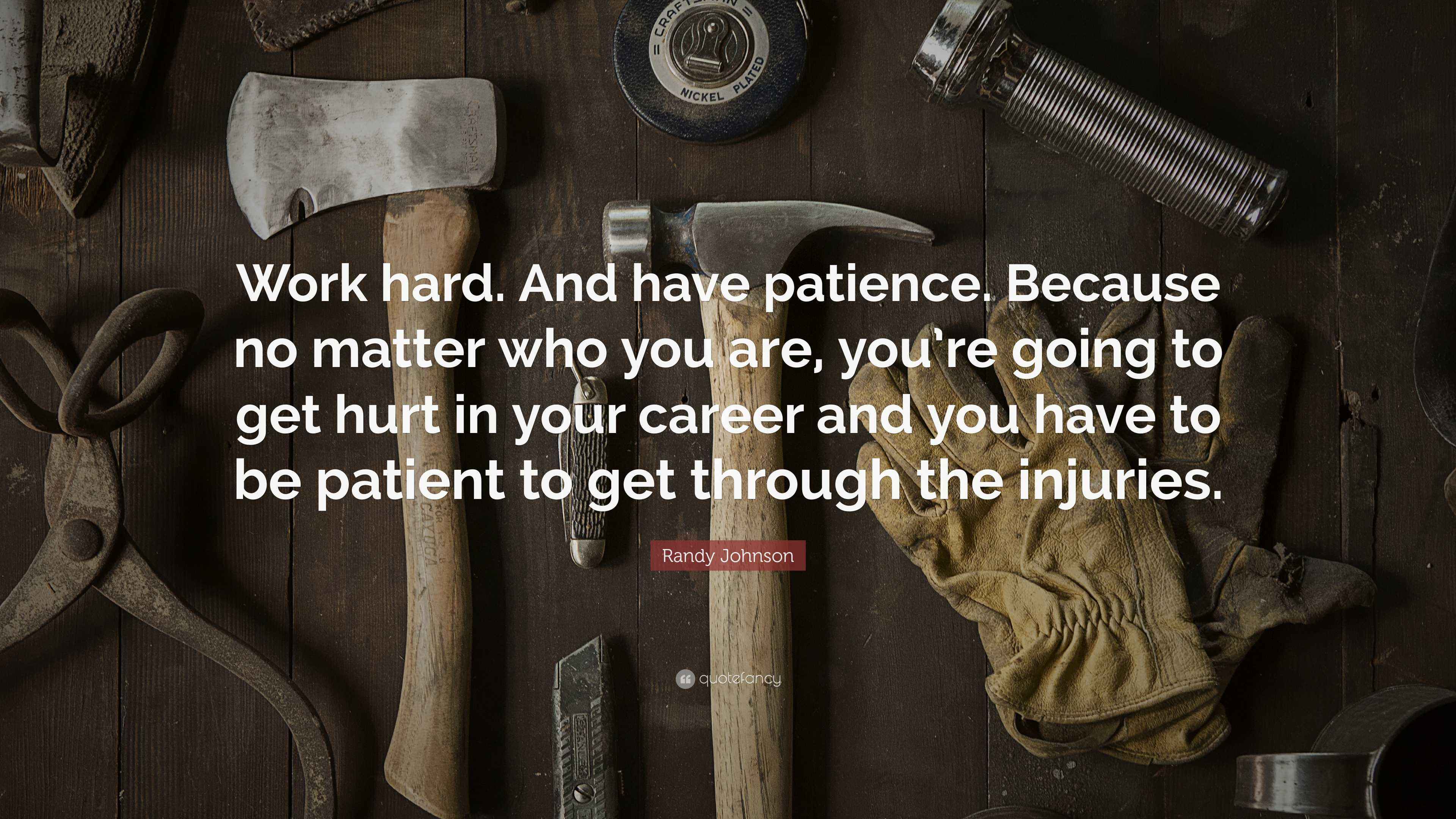 Randy Johnson Quote: “Work hard. And have patience. Because no matter ...