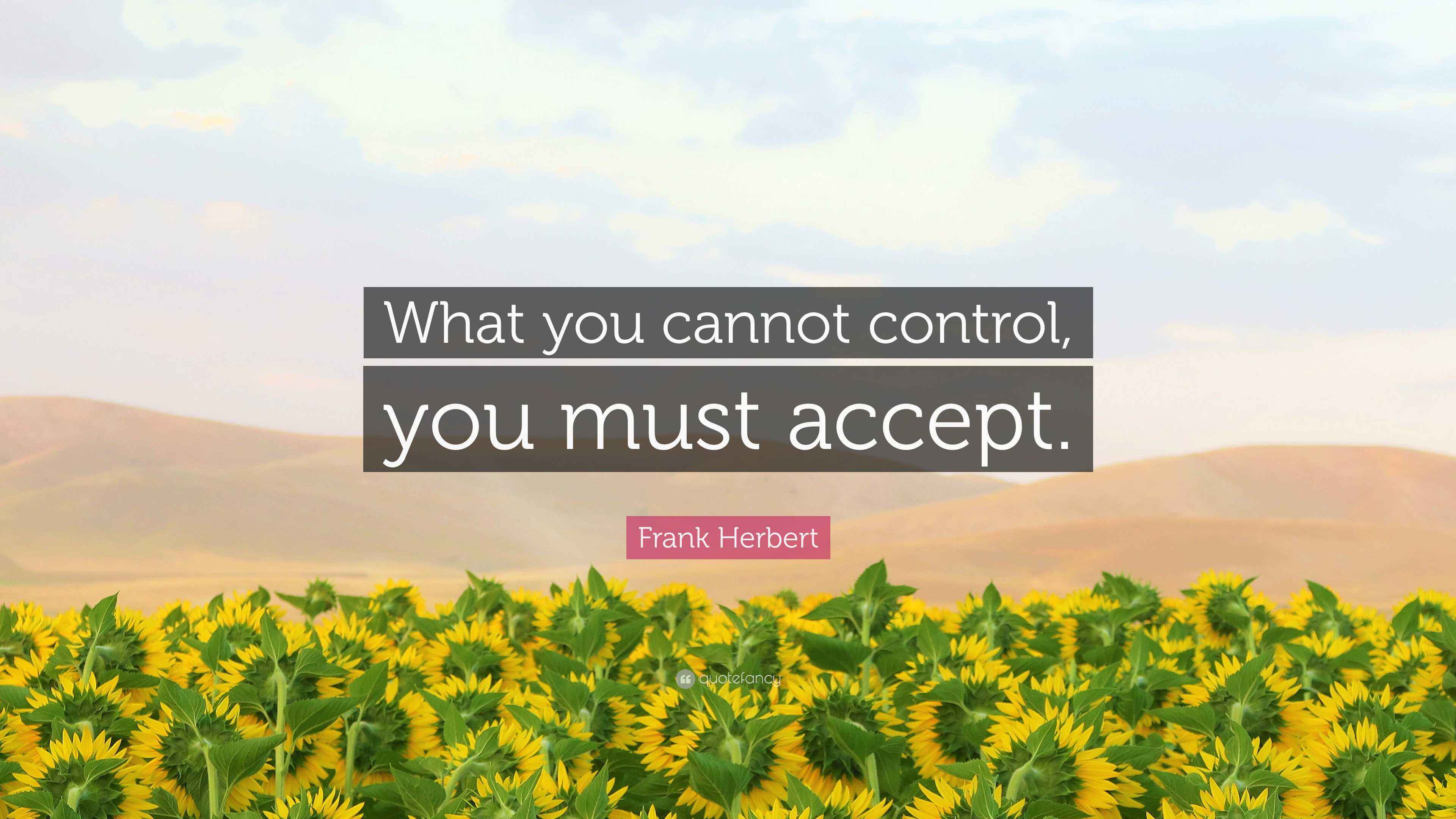 Frank Herbert Quote: “What you cannot control, you must accept.”