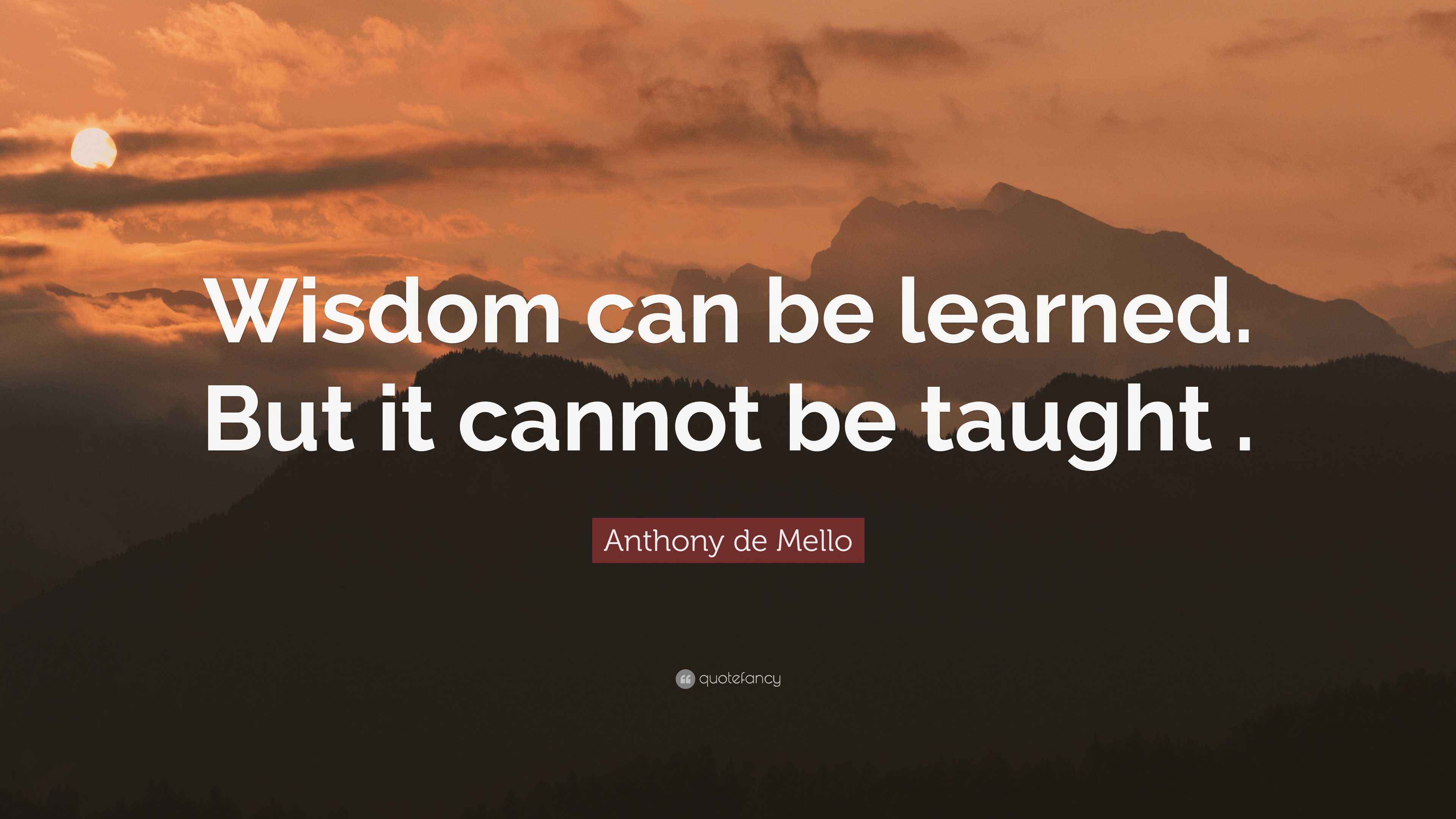 Anthony de Mello Quote: “Wisdom can be learned. But it cannot be taught