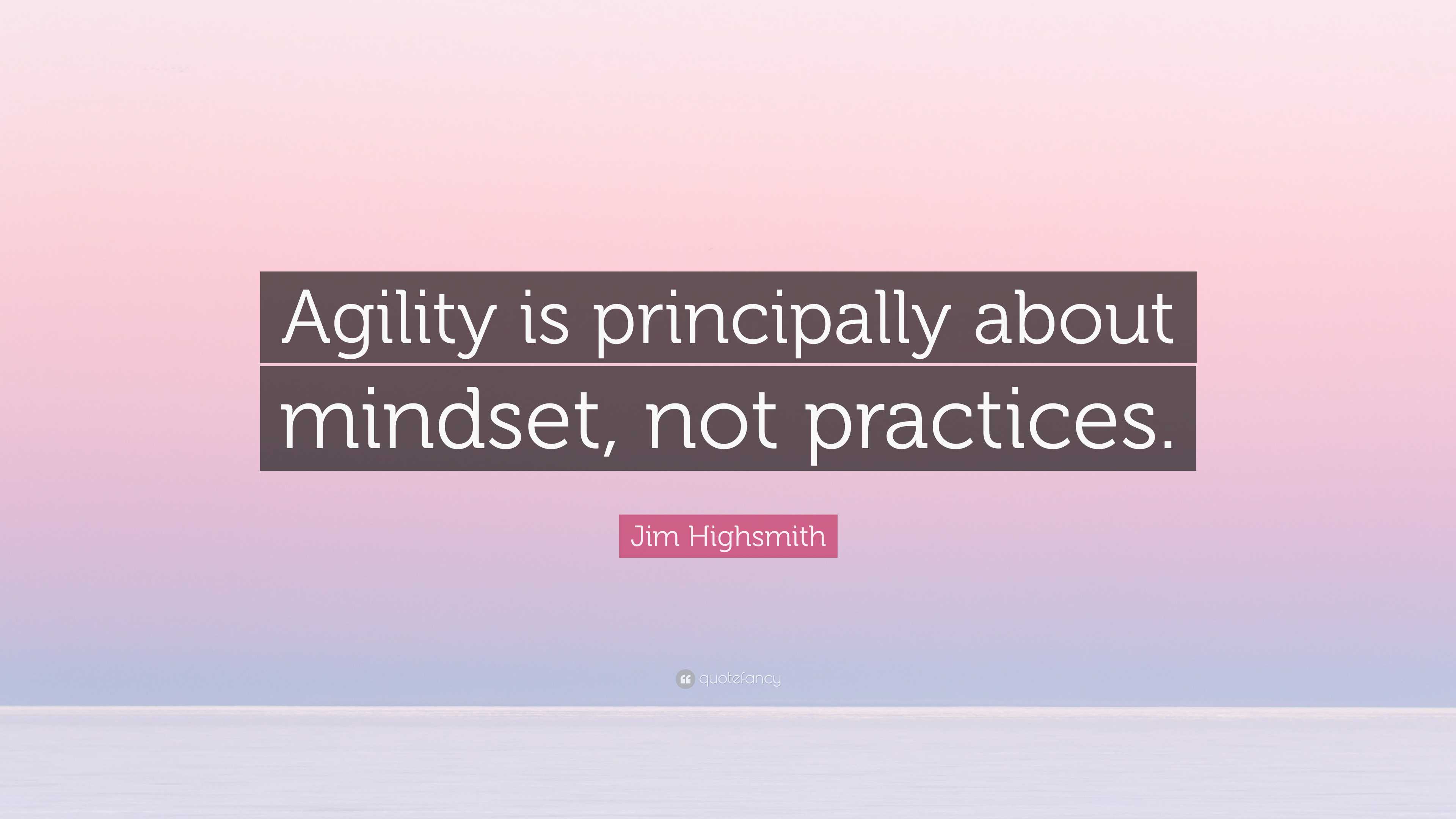 Jim Highsmith Quote: “Agility is principally about mindset, not practices.”