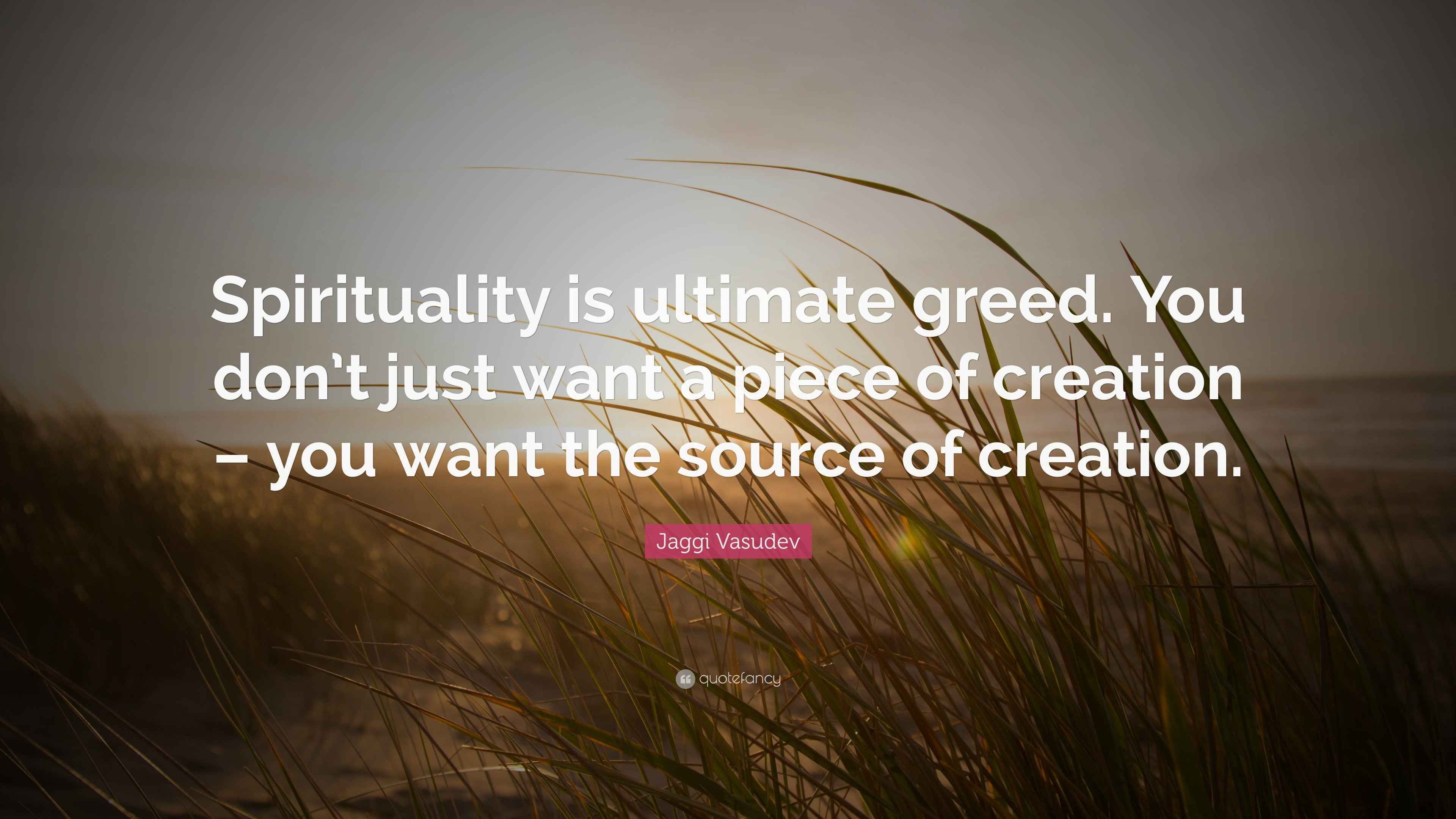 Jaggi Vasudev Quote: “Spirituality is ultimate greed. You don’t just ...