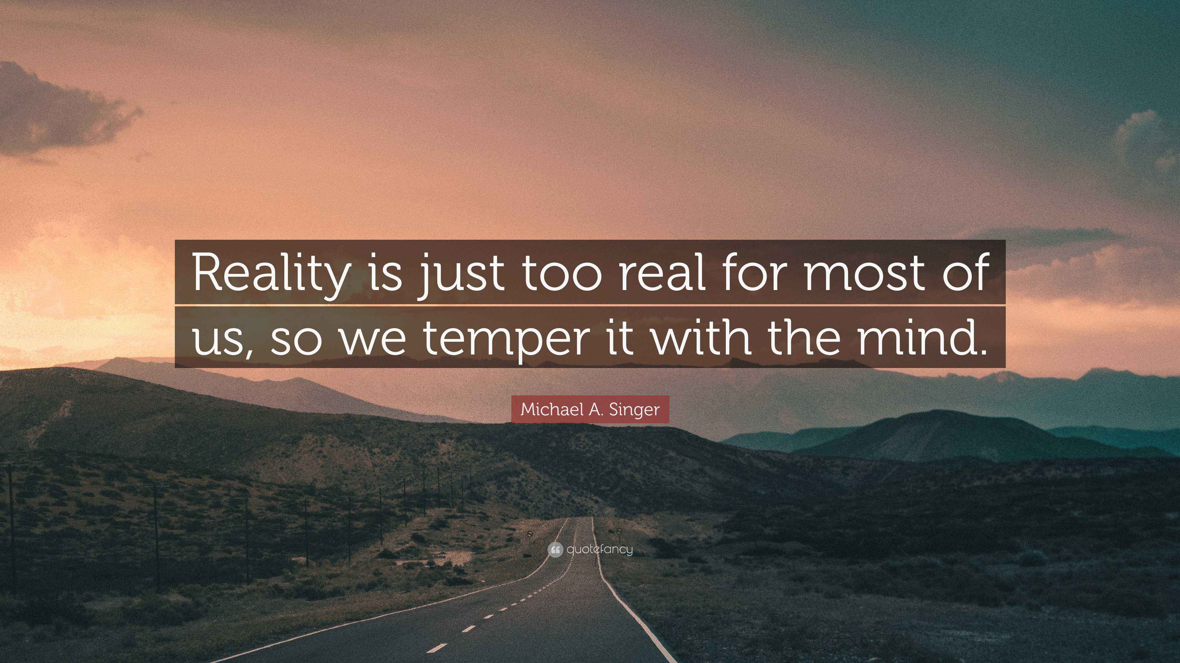Michael A. Singer Quote: “Reality is just too real for most of us, so ...