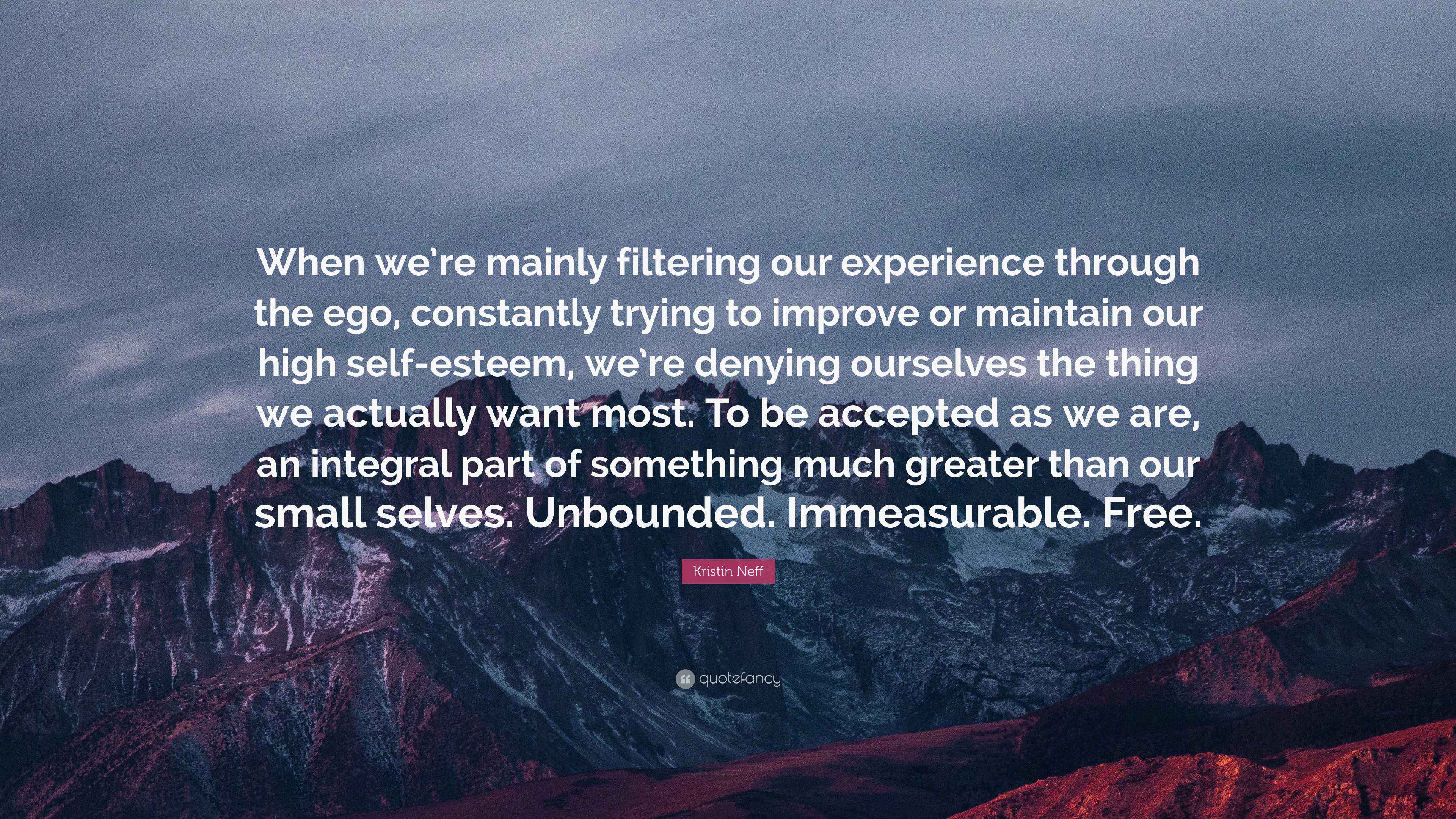 Kristin Neff Quote: “When we’re mainly filtering our experience through ...