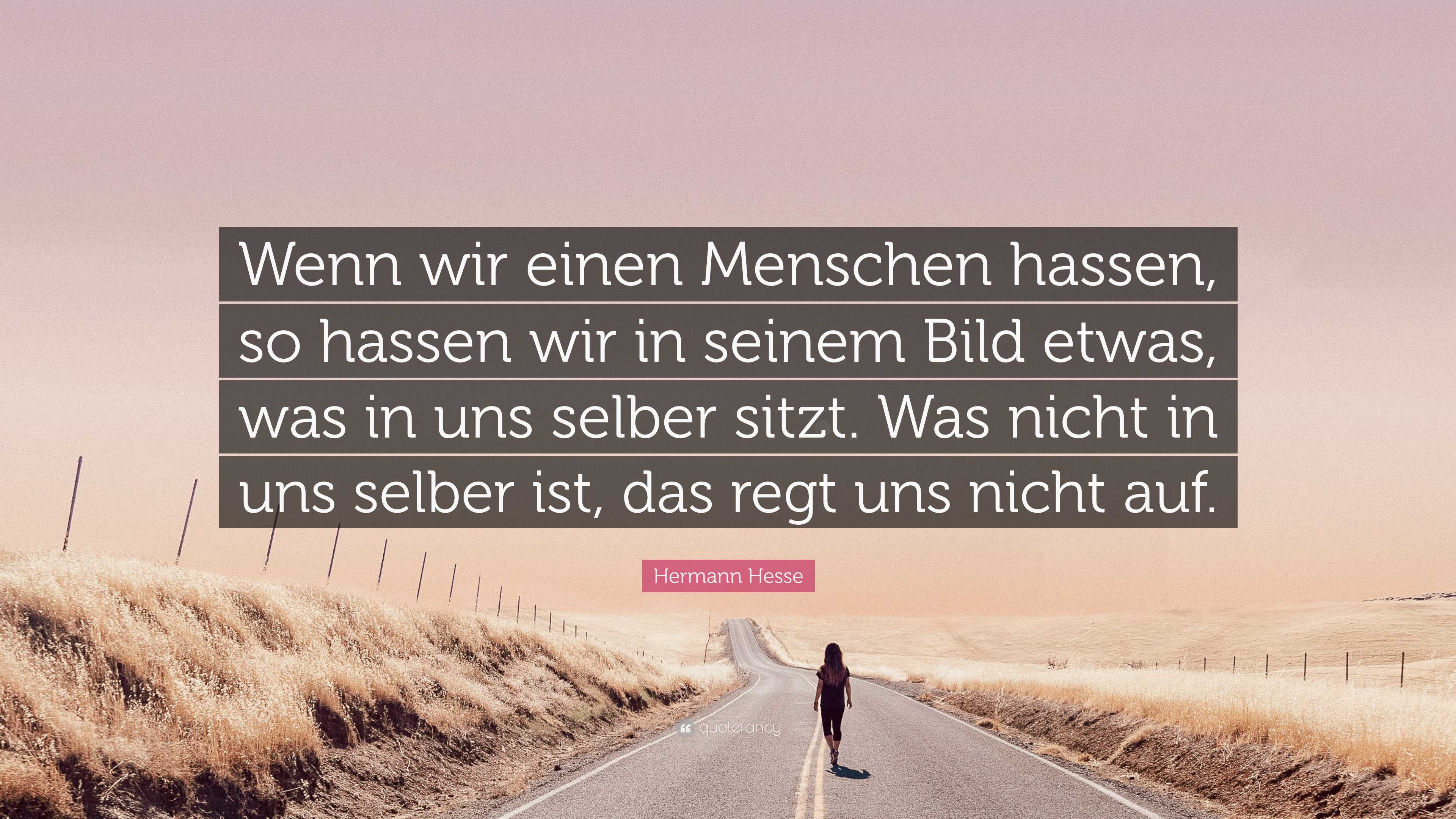 Hermann Hesse Quote: “Wenn wir einen Menschen hassen, so hassen wir in ...
