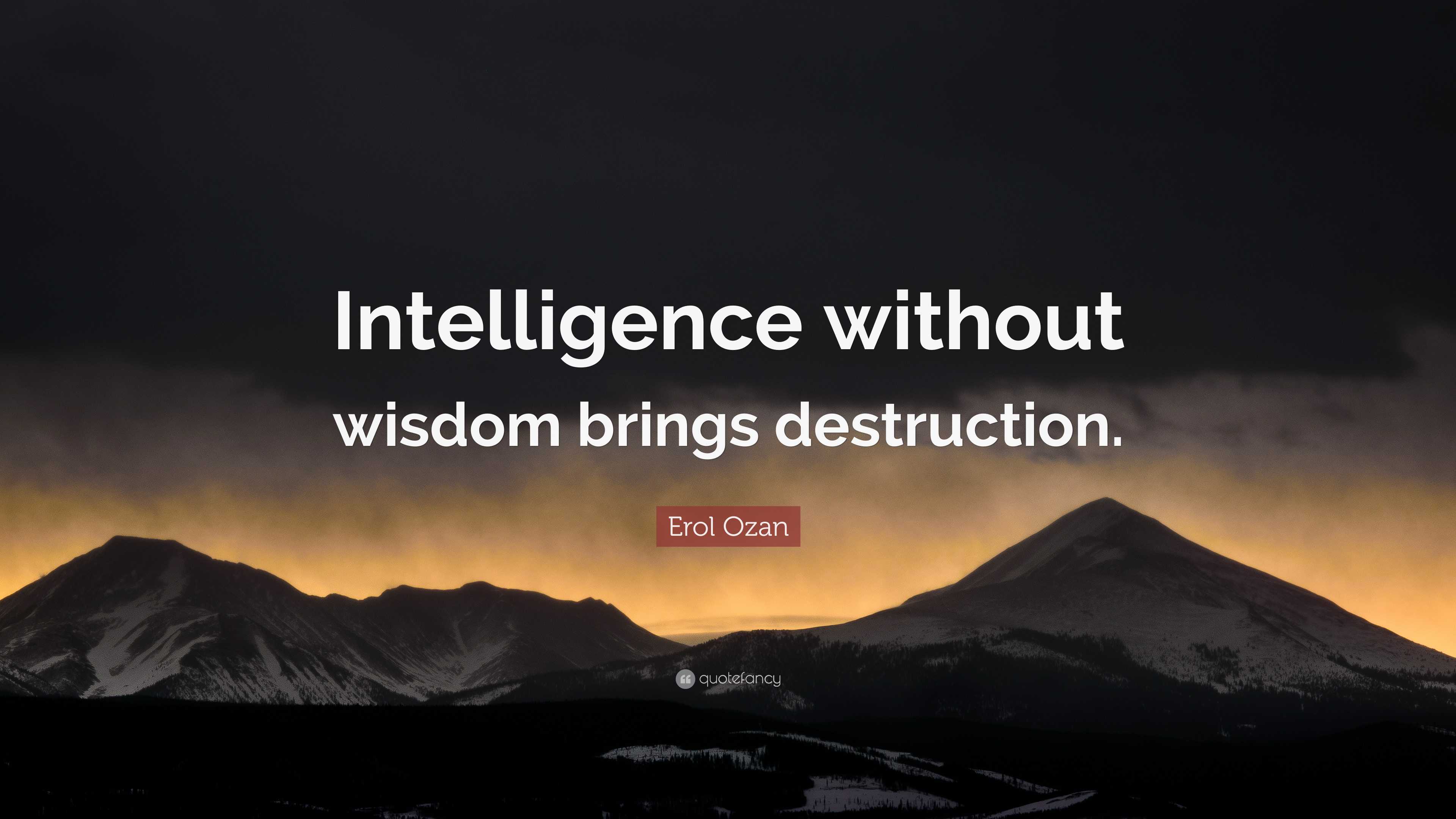 Erol Ozan Quote: “Intelligence without wisdom brings destruction.”
