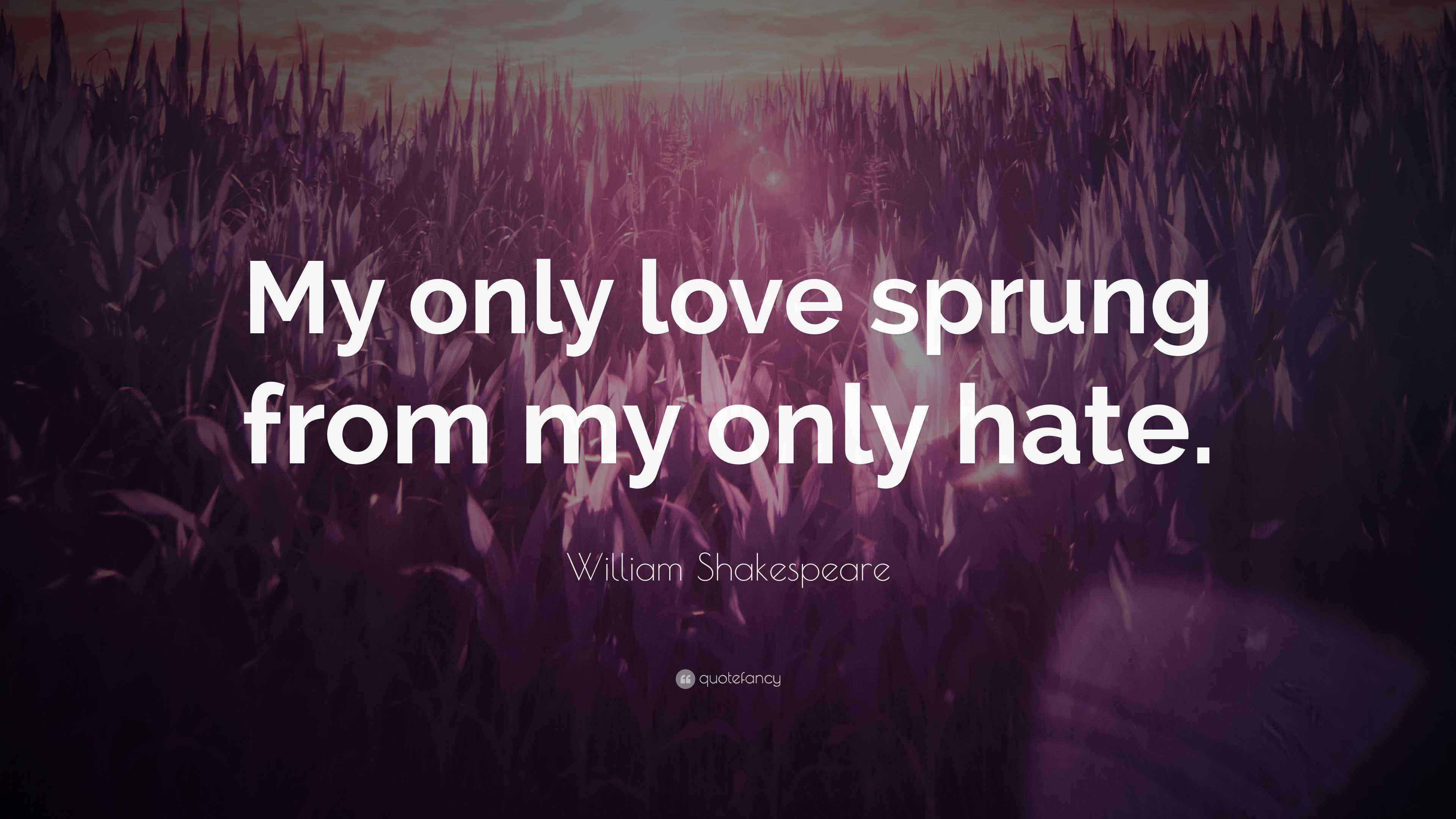 William Shakespeare Quote: “My only love sprung from my only hate.”