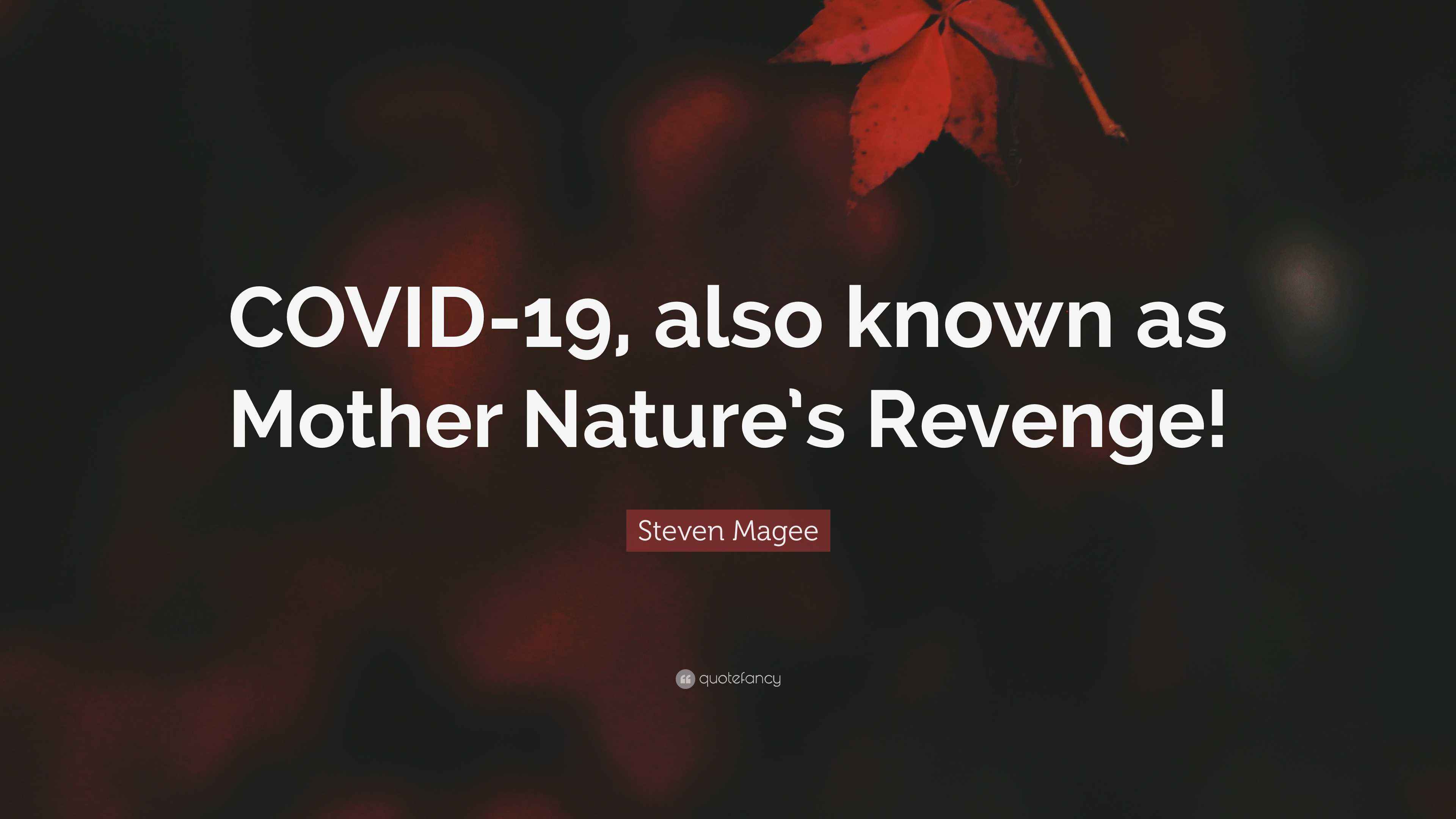 Steven Magee Quote: “COVID-19, also known as Mother Nature’s Revenge!”