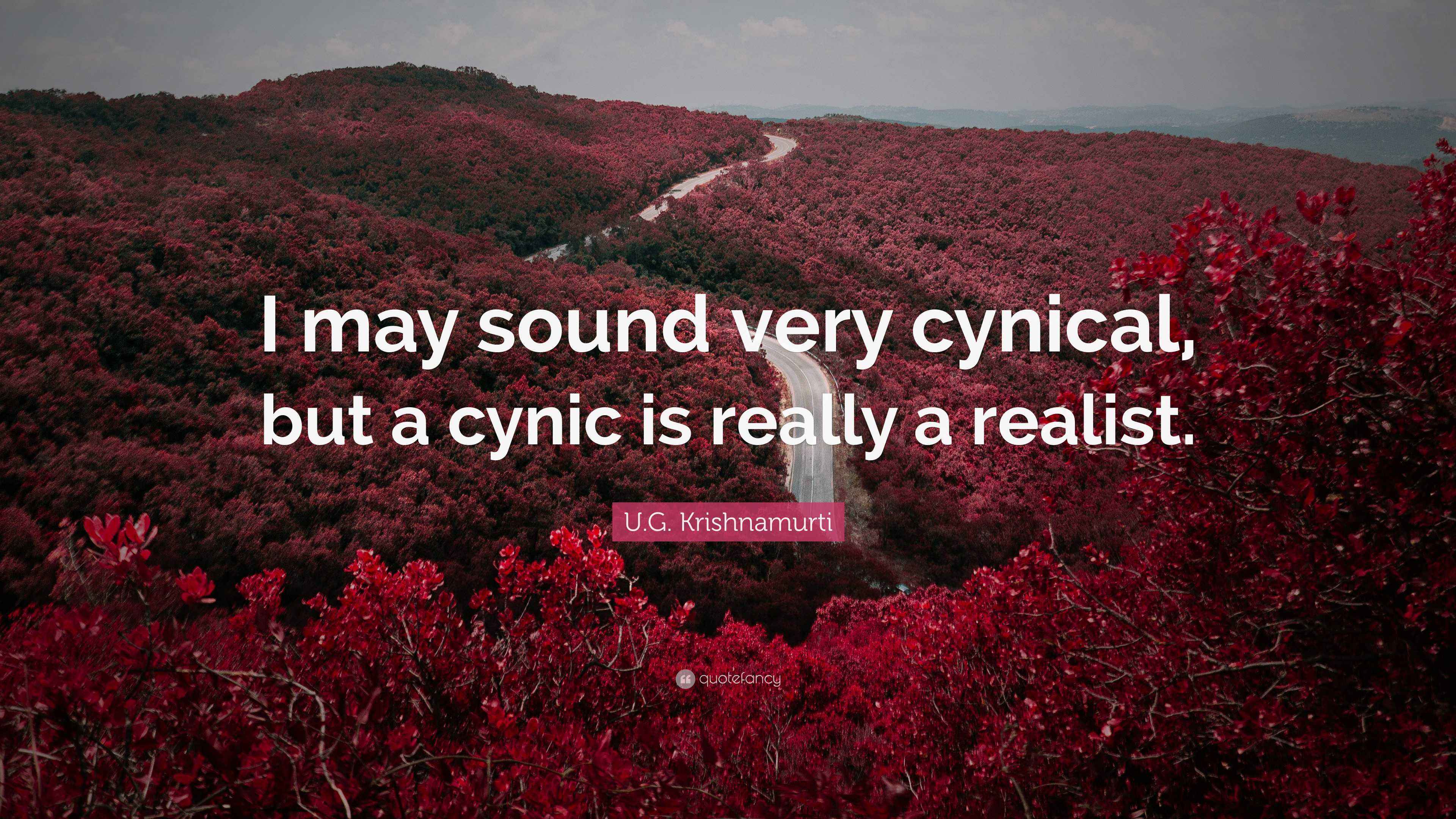 U.G. Krishnamurti Quote: “I may sound very cynical, but a cynic is ...