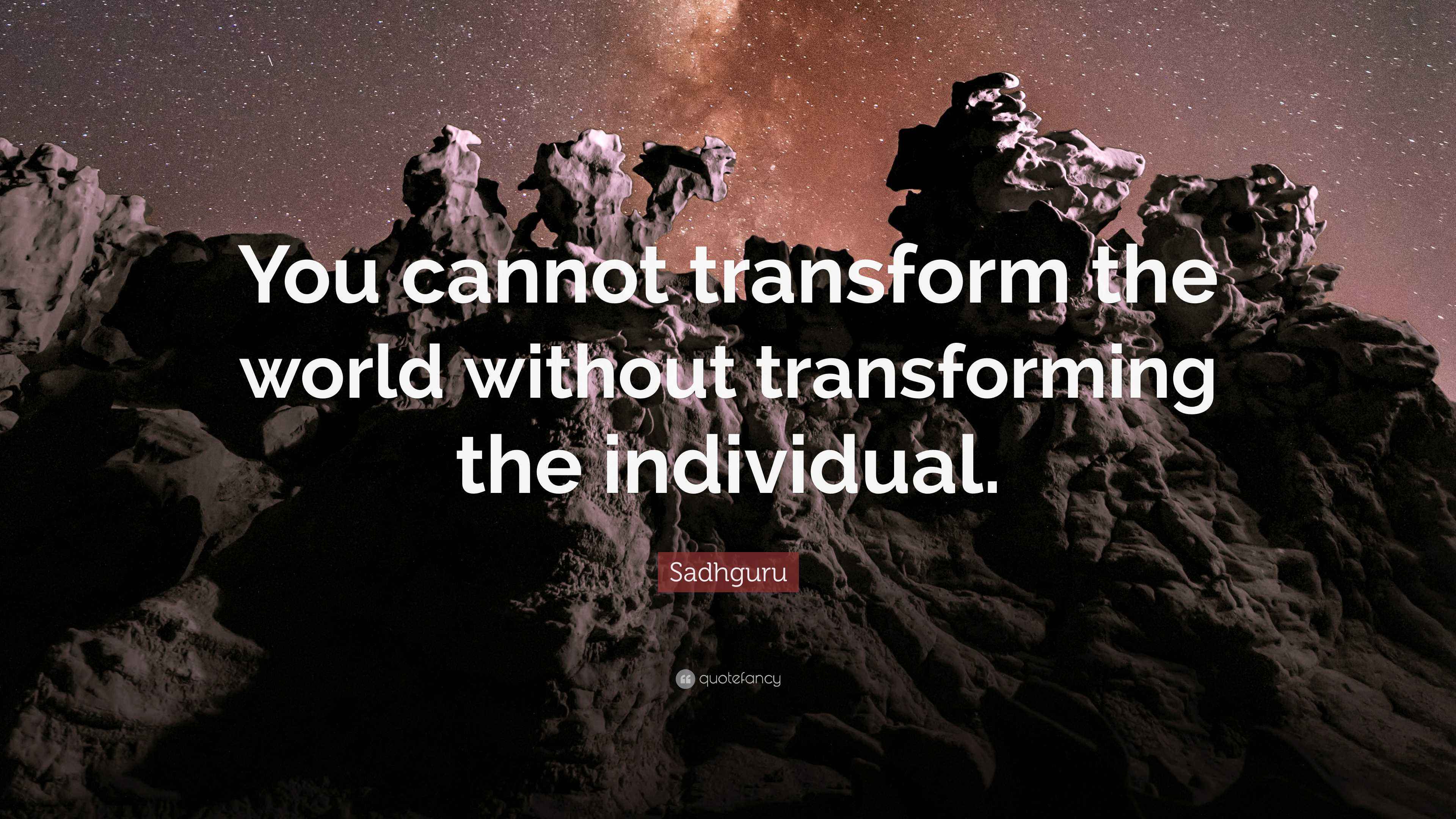 Sadhguru Quote: “You cannot transform the world without transforming ...