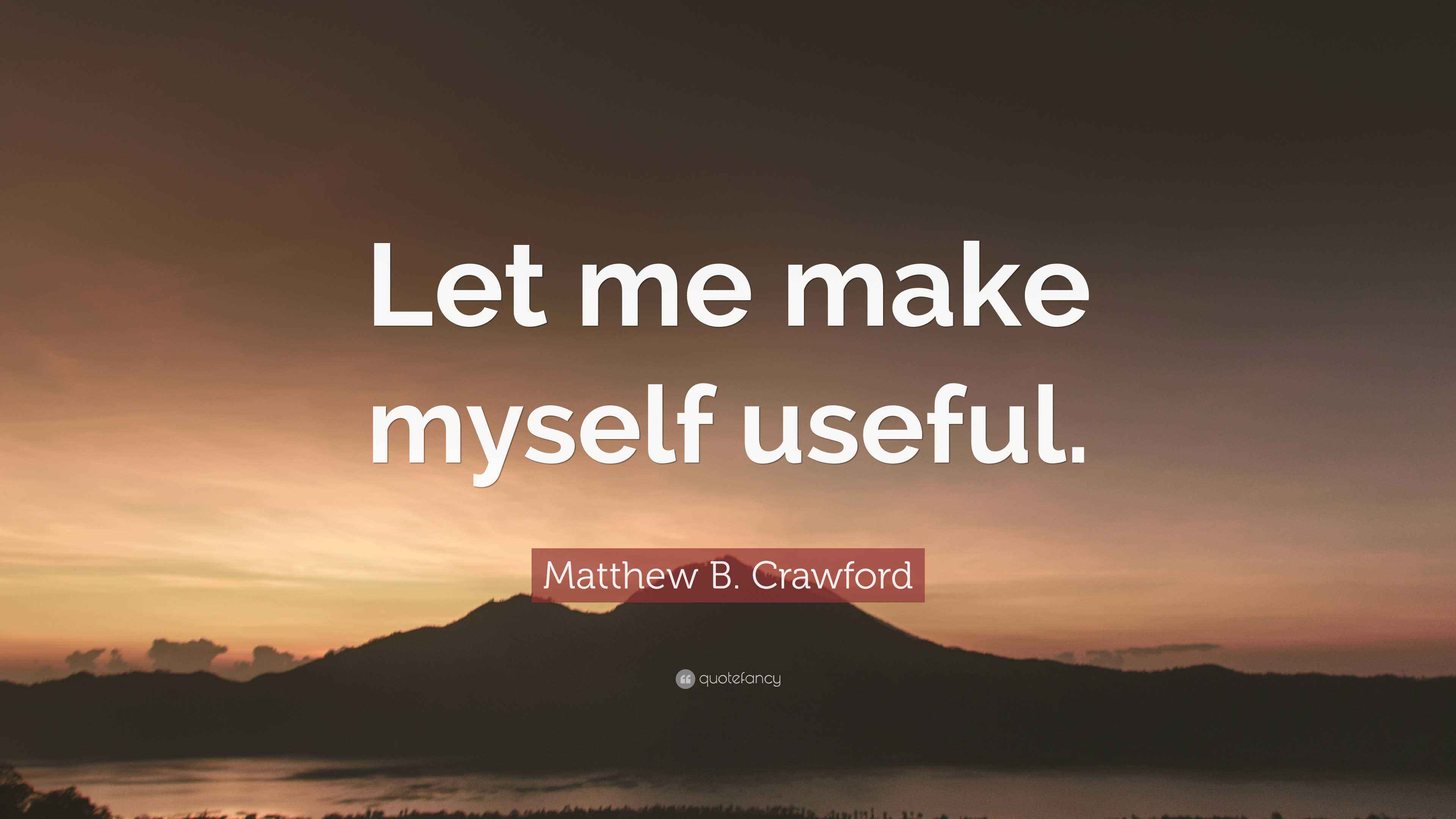 Matthew B. Crawford Quote: “Let me make myself useful.”