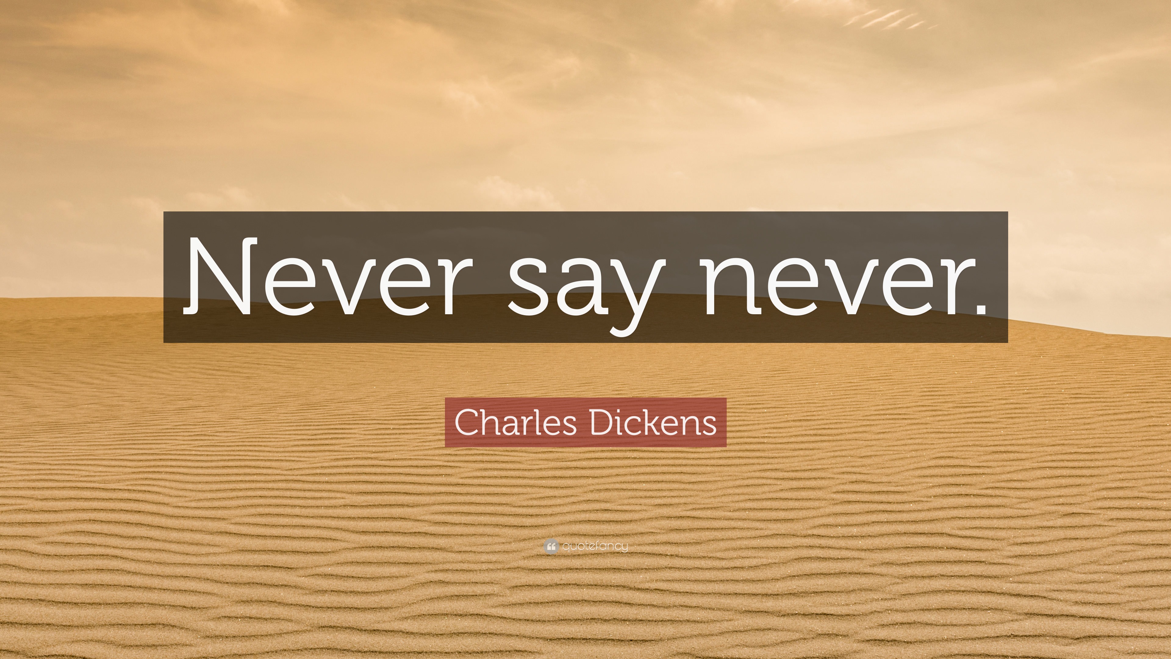 Charles Dickens Quote: “Never say never.”