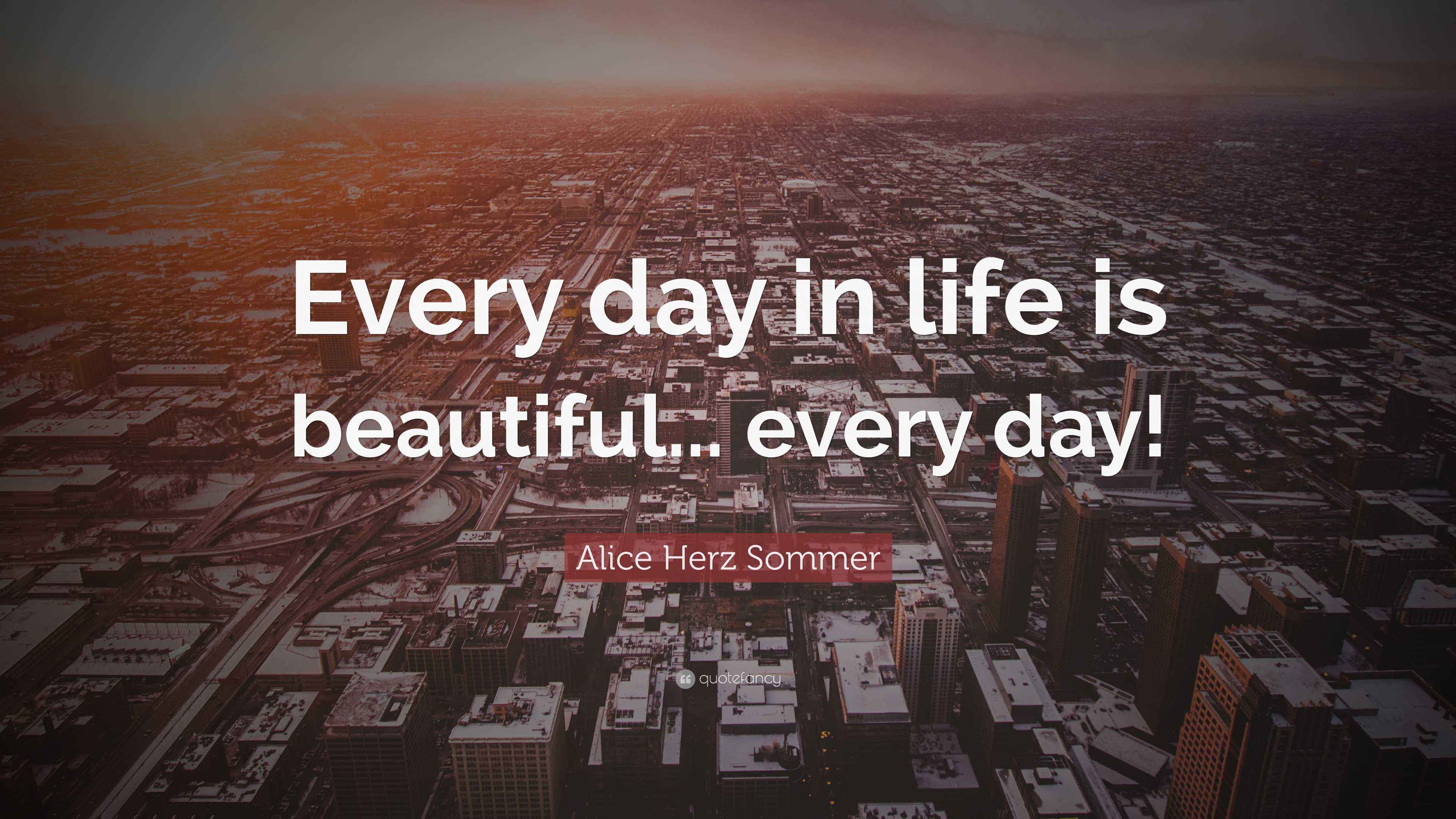 Alice Herz Sommer Quote: “Every day in life is beautiful... every day!”