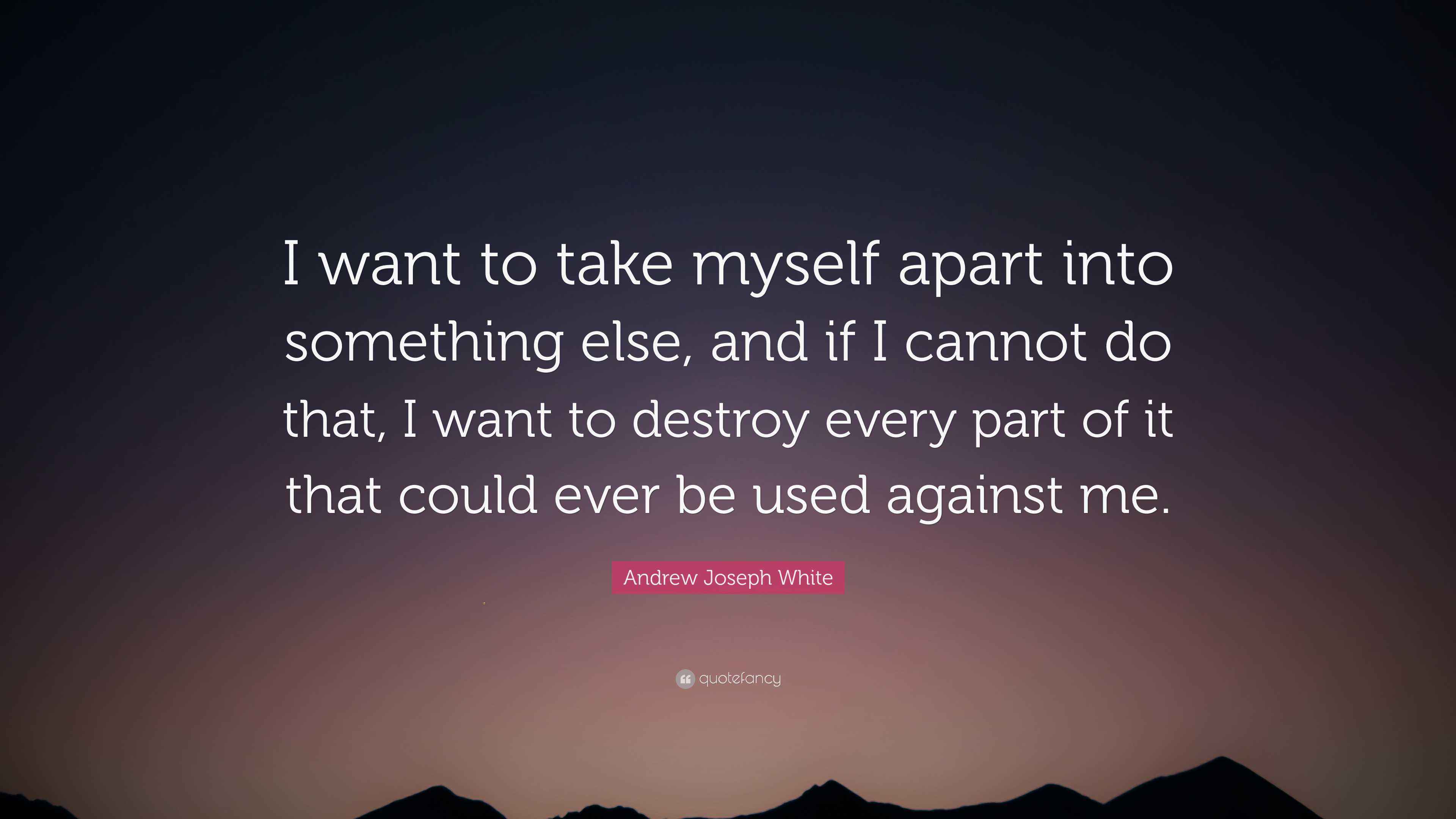 Andrew Joseph White Quote: “I want to take myself apart into something ...