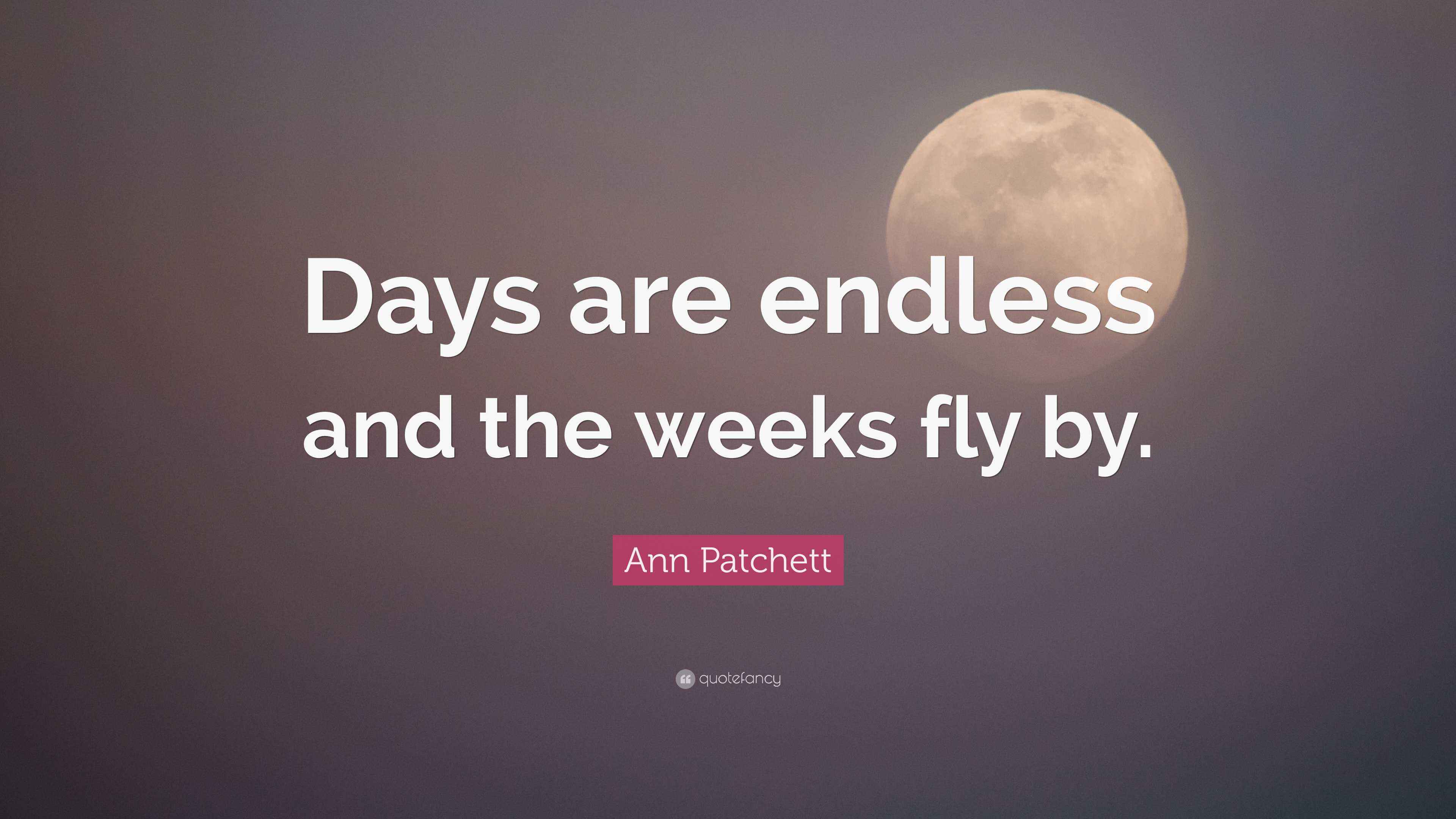 Ann Patchett Quote: “Days are endless and the weeks fly by.”