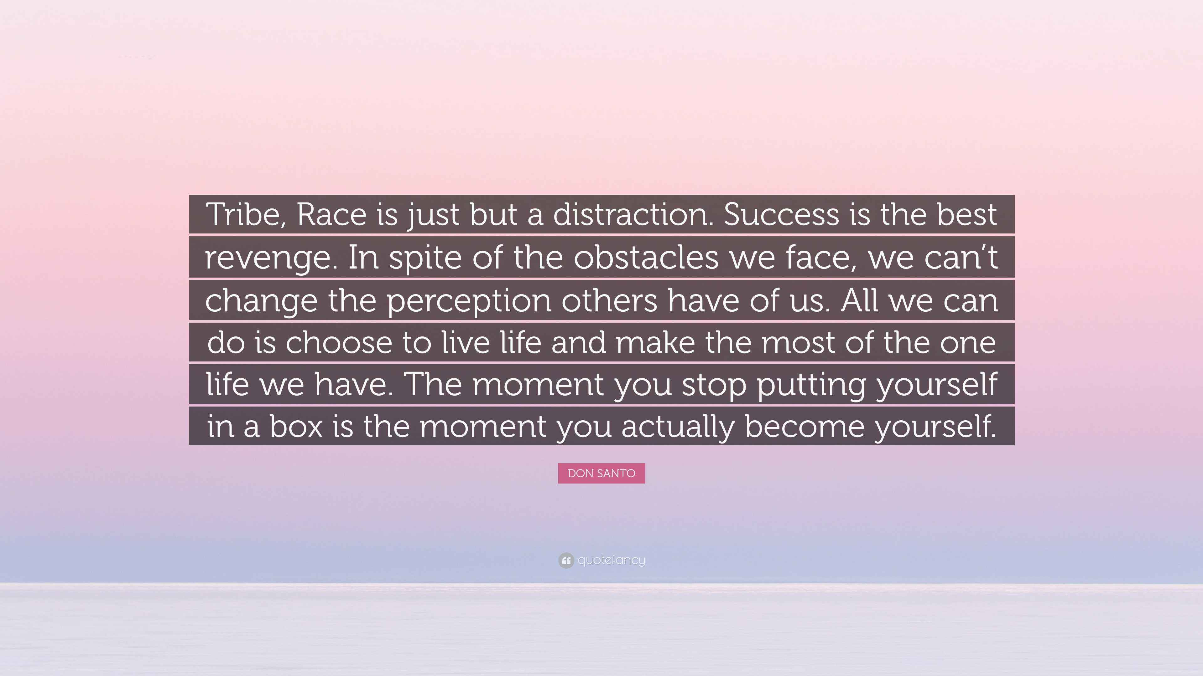 DON SANTO Quote: “Tribe, Race is just but a distraction. Success is the ...