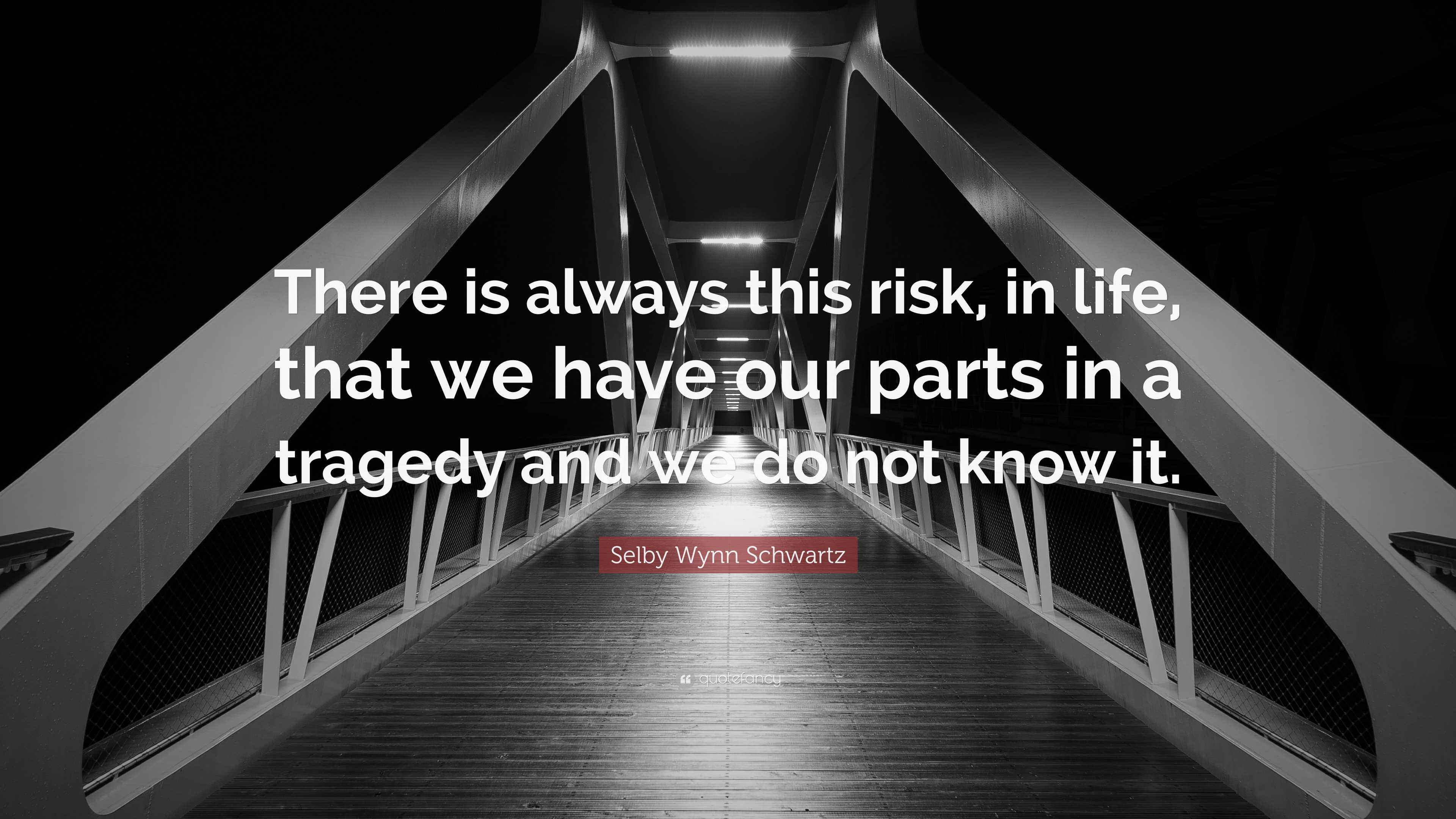 Selby Wynn Schwartz Quote: “There is always this risk, in life, that we ...