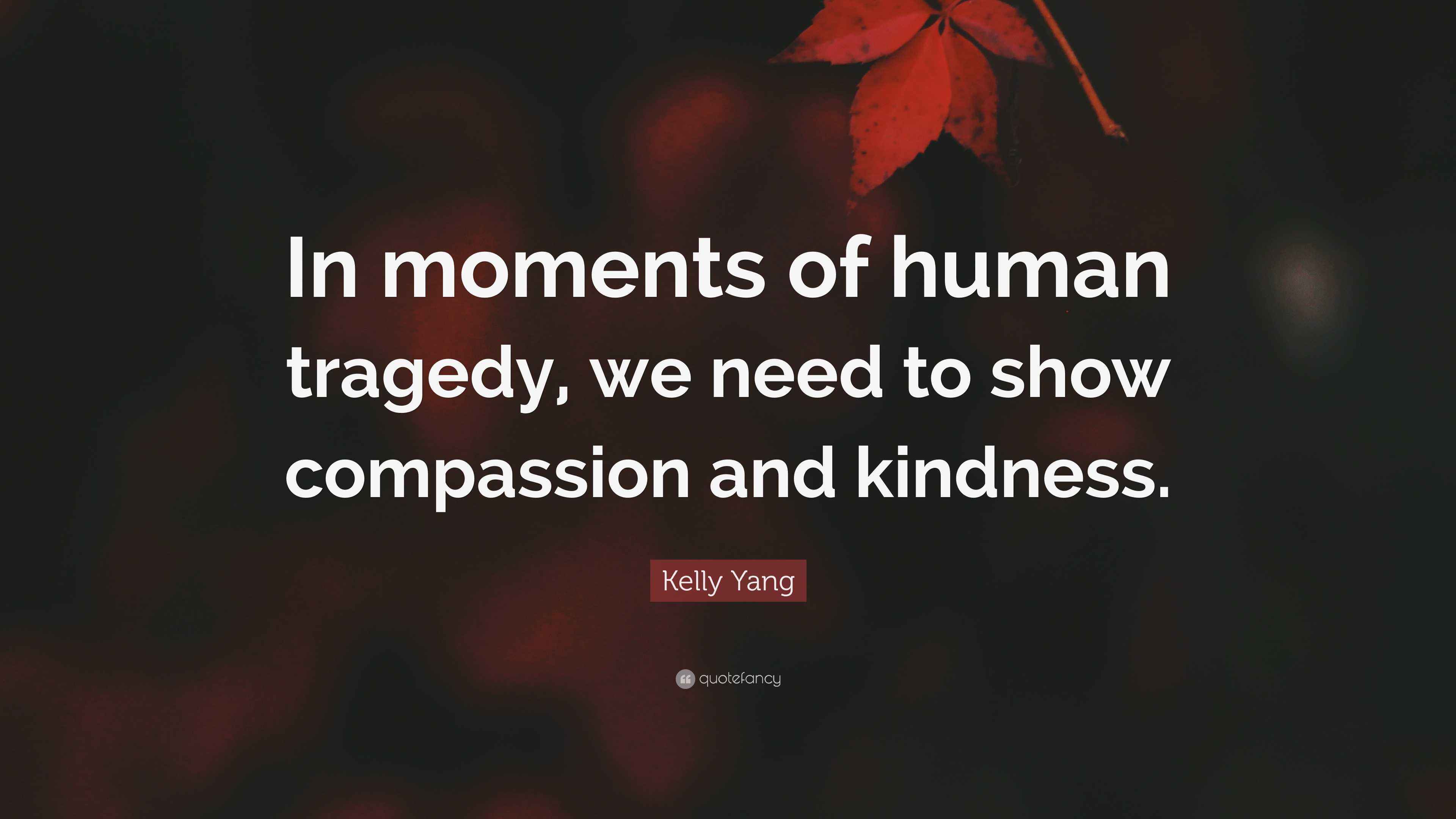 Kelly Yang Quote: “In moments of human tragedy, we need to show ...