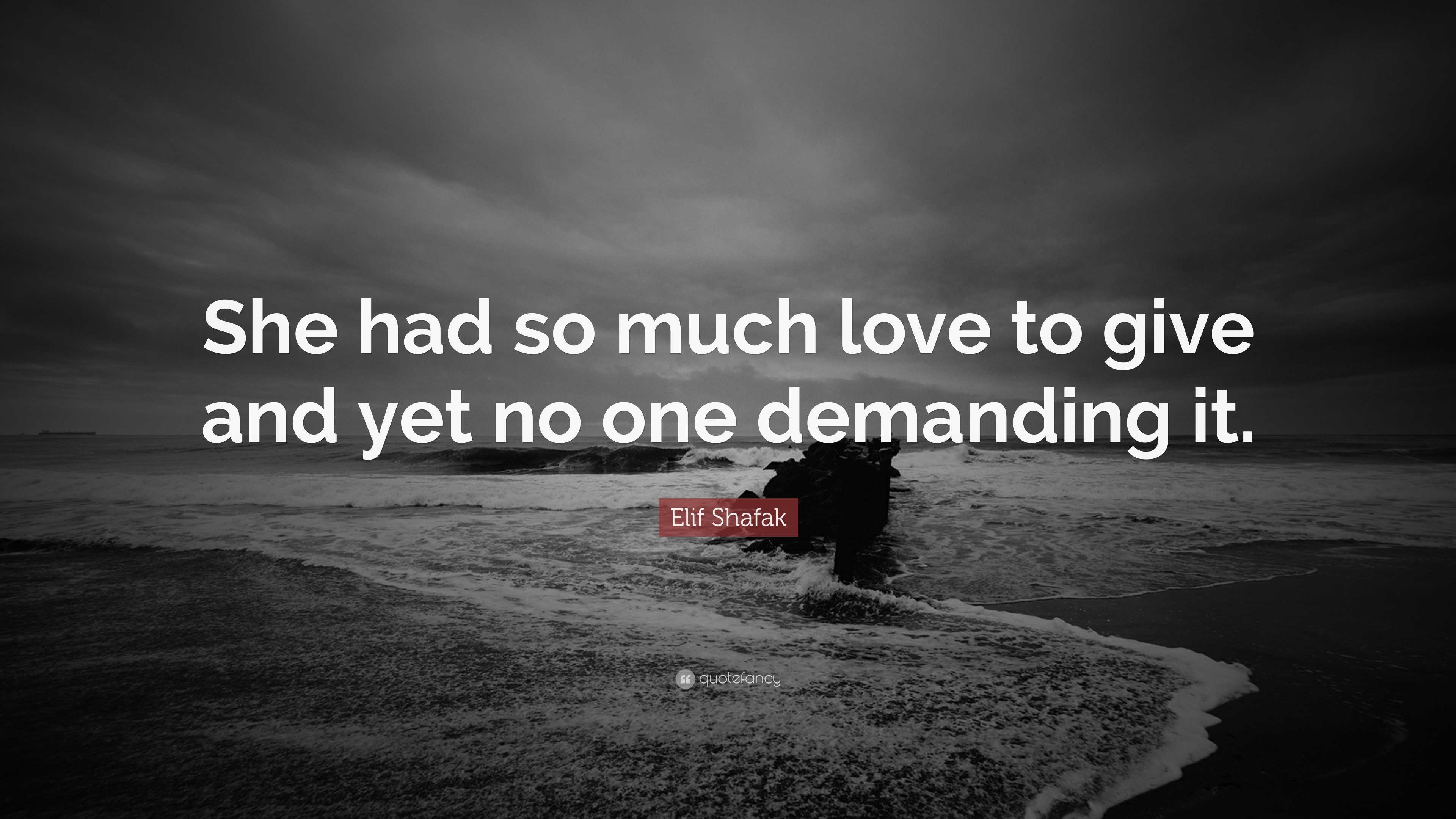 Elif Shafak Quote: “She had so much love to give and yet no one ...