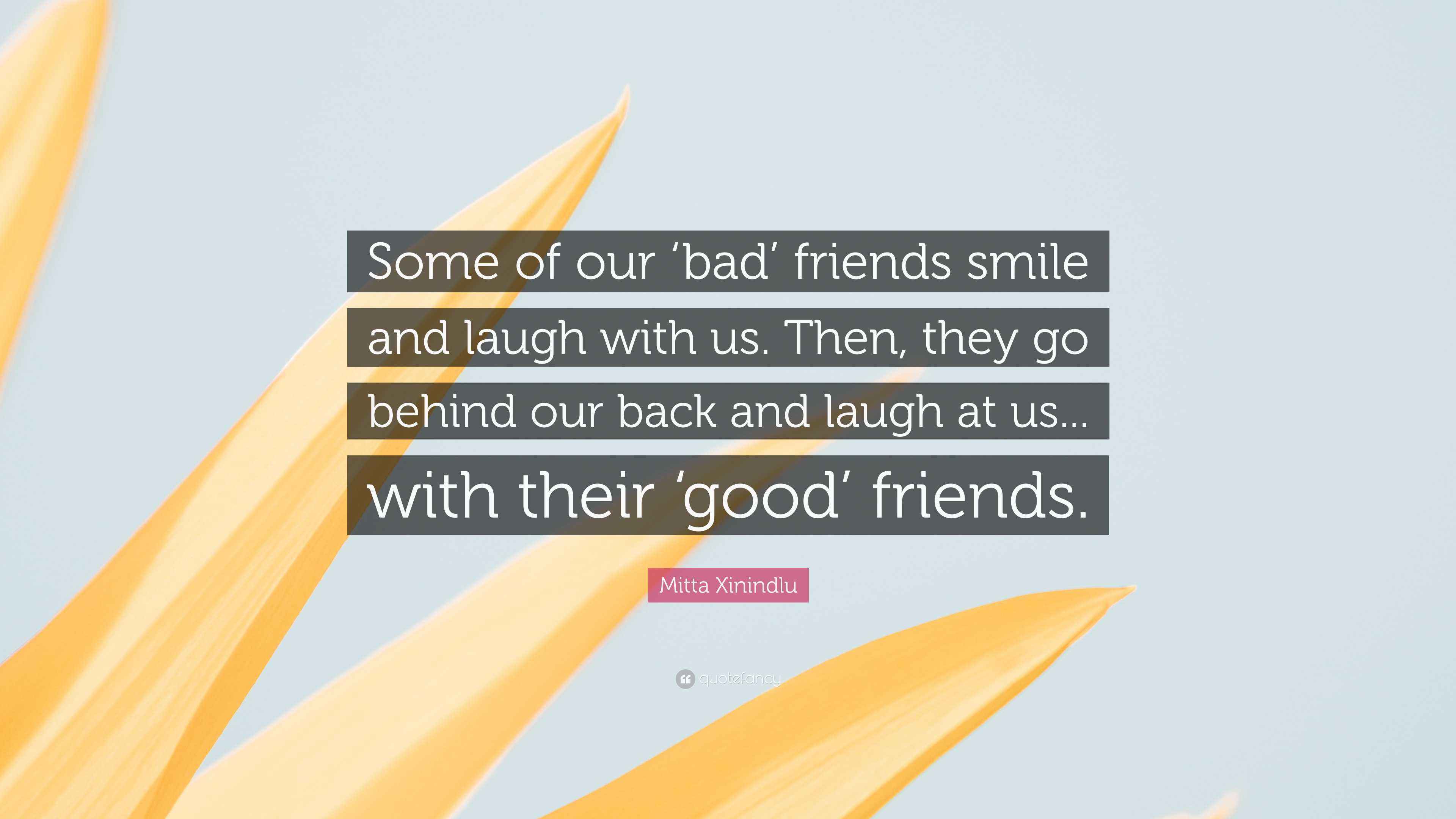 Mitta Xinindlu Quote: “Some of our ‘bad’ friends smile and laugh with ...