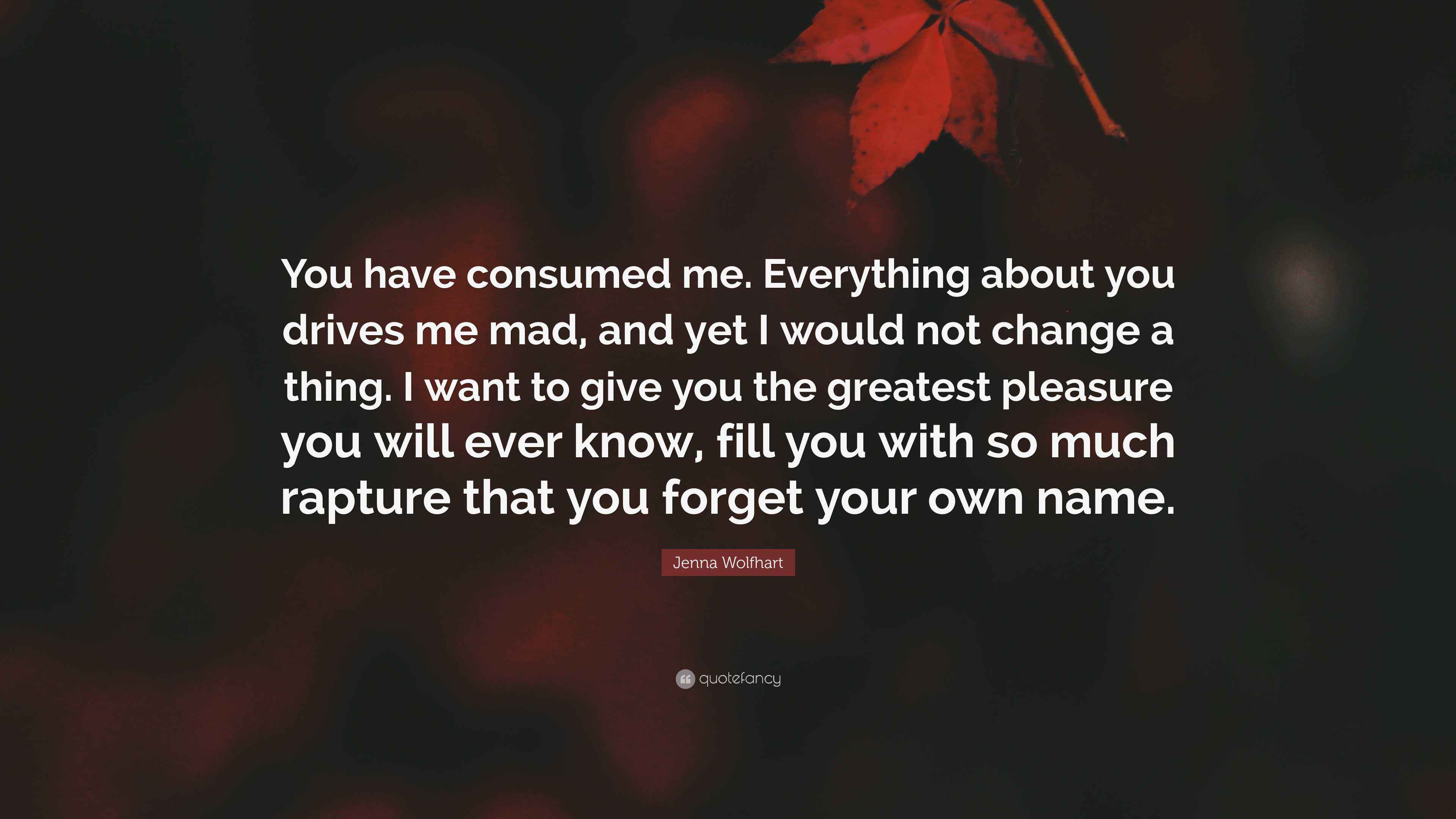 Jenna Wolfhart Quote: “You have consumed me. Everything about you ...