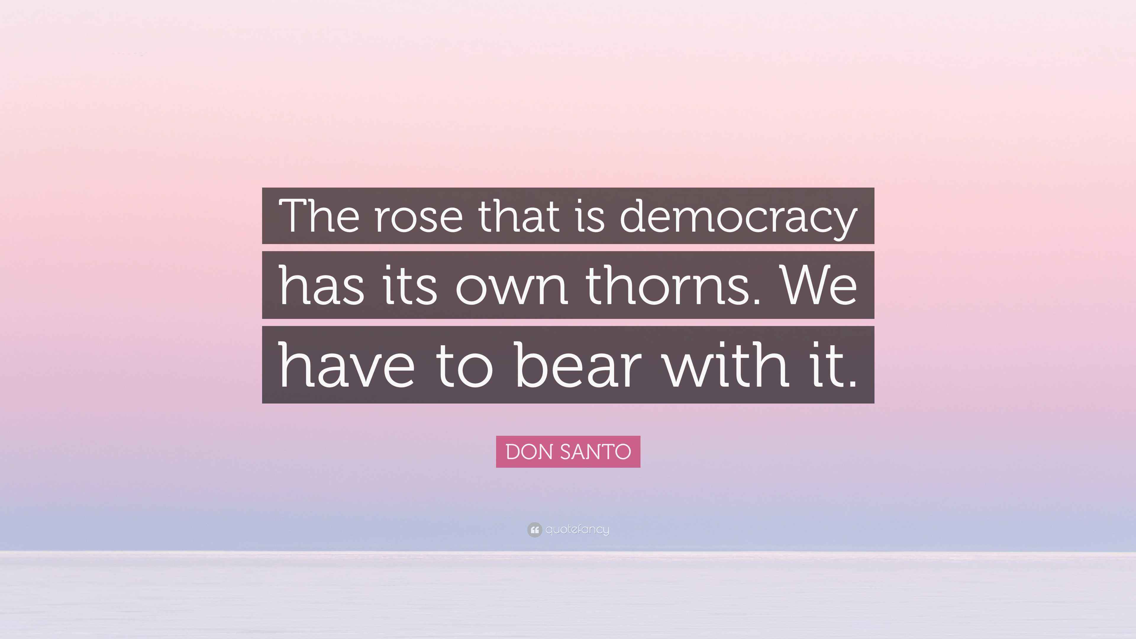 DON SANTO Quote: “The rose that is democracy has its own thorns. We ...