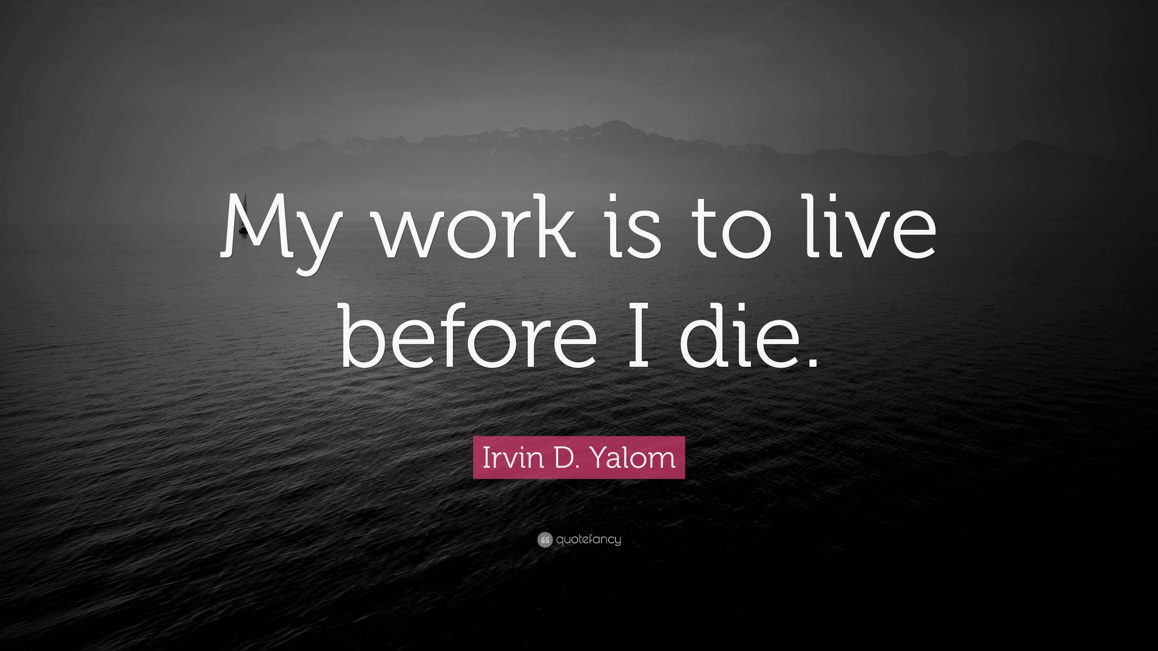 Irvin D. Yalom Quote: “My work is to live before I die.”