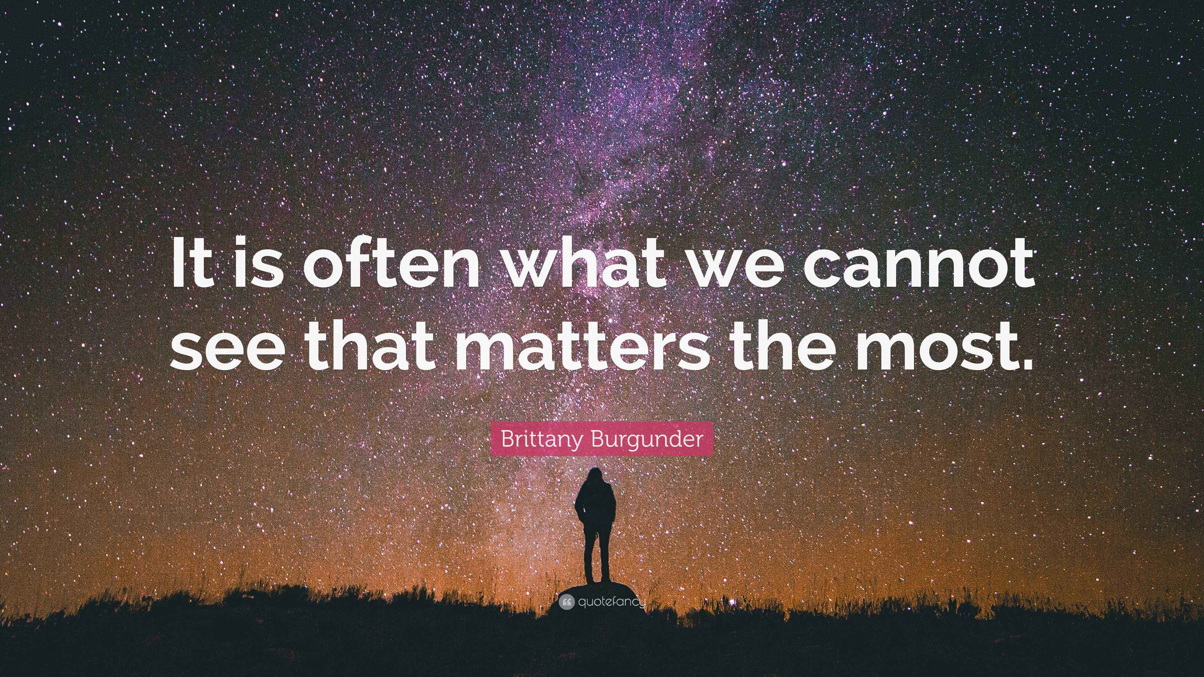 Brittany Burgunder Quote: “It is often what we cannot see that matters ...