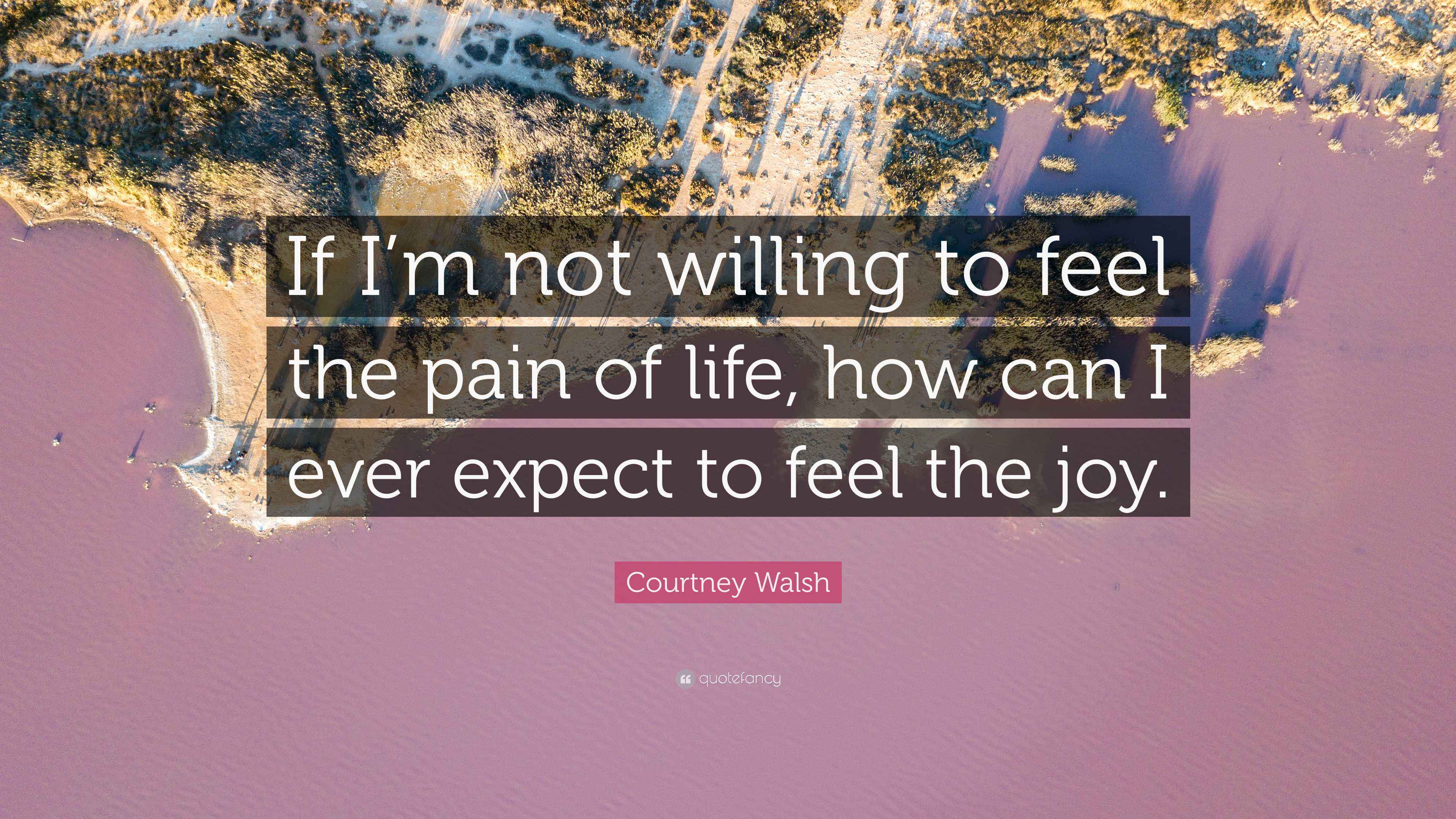 Courtney Walsh Quote: “If I’m not willing to feel the pain of life, how ...