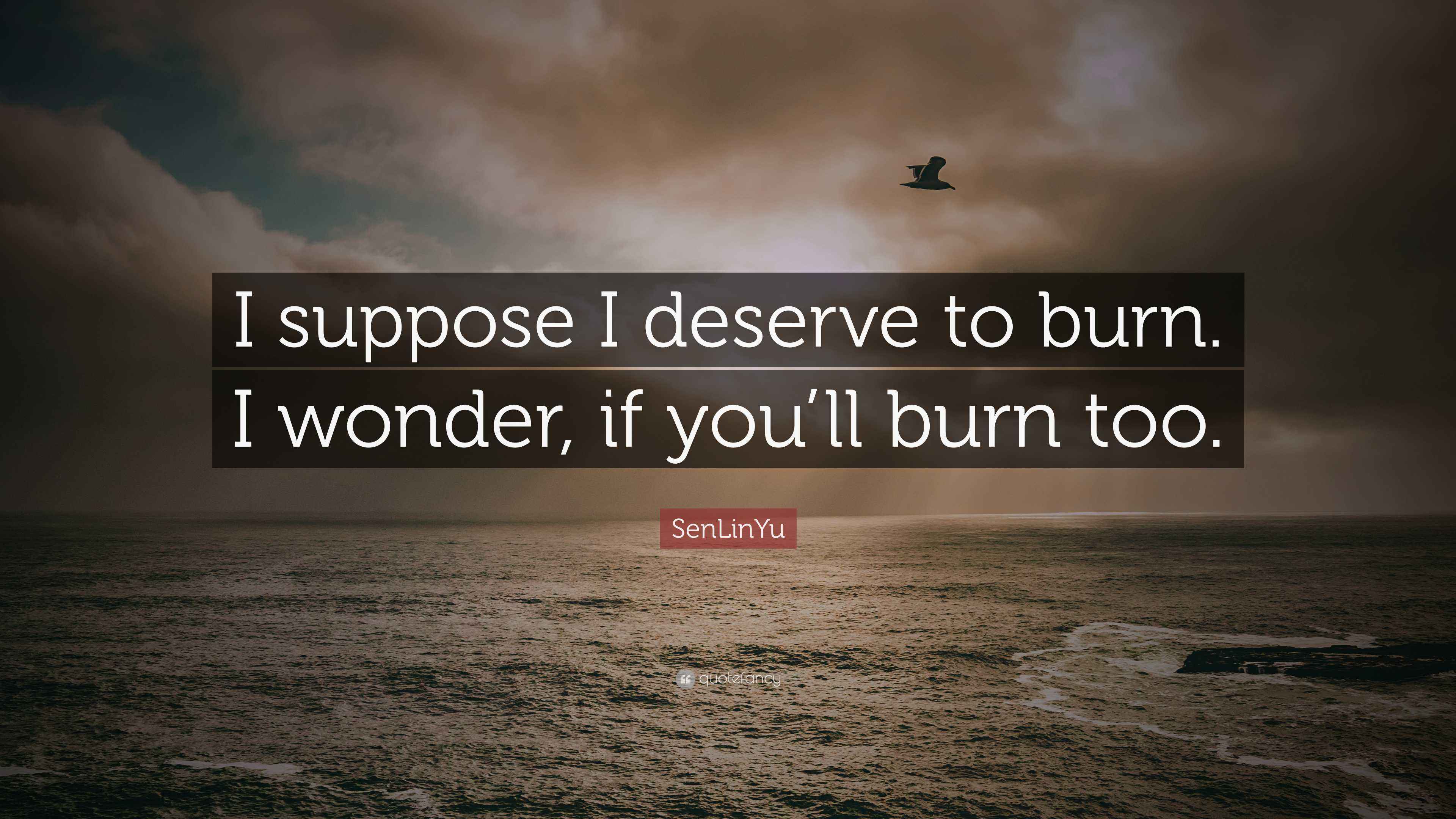 SenLinYu Quote: “I suppose I deserve to burn. I wonder, if you’ll burn ...