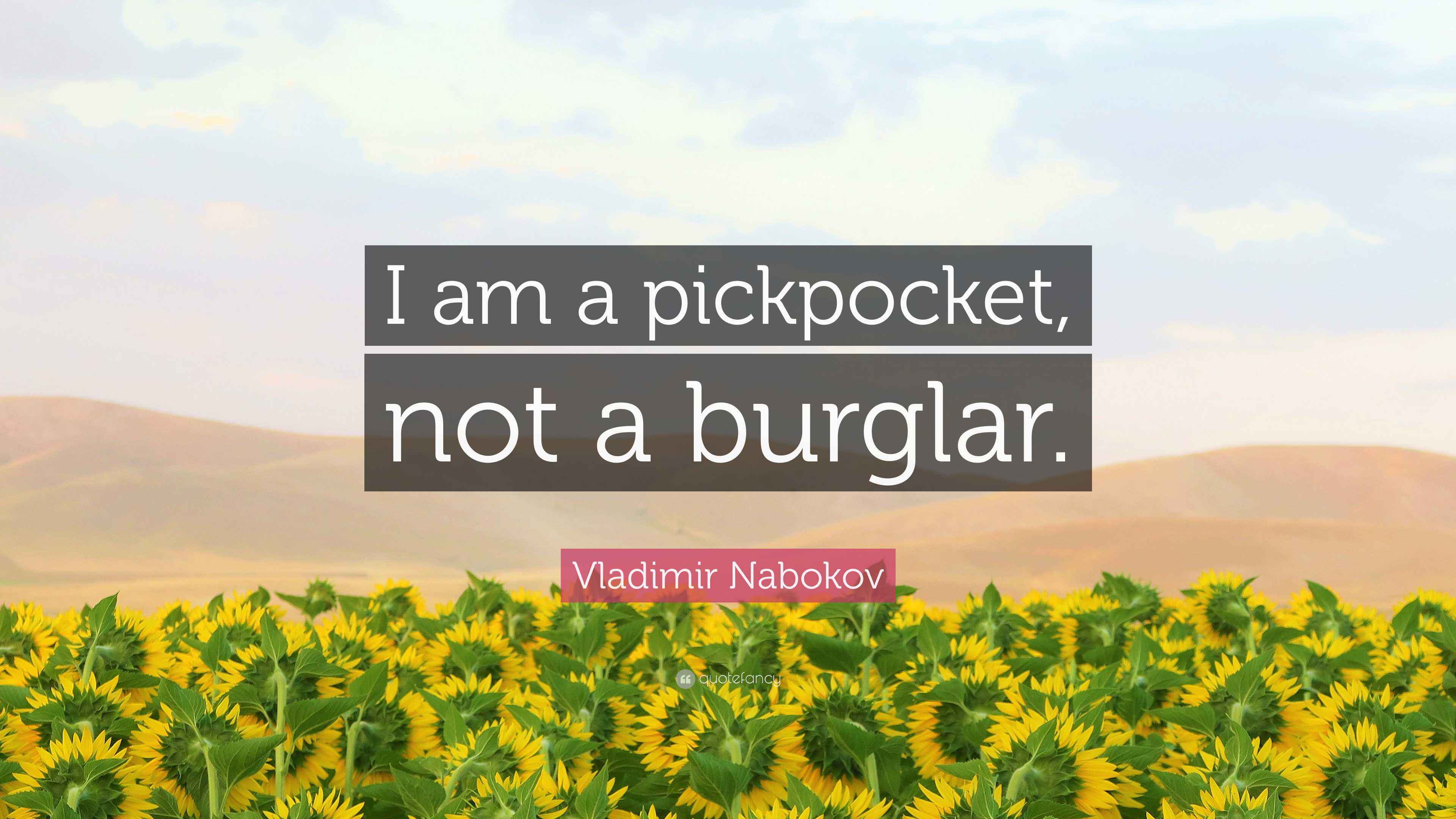 Vladimir Nabokov Quote: “I am a pickpocket, not a burglar.”
