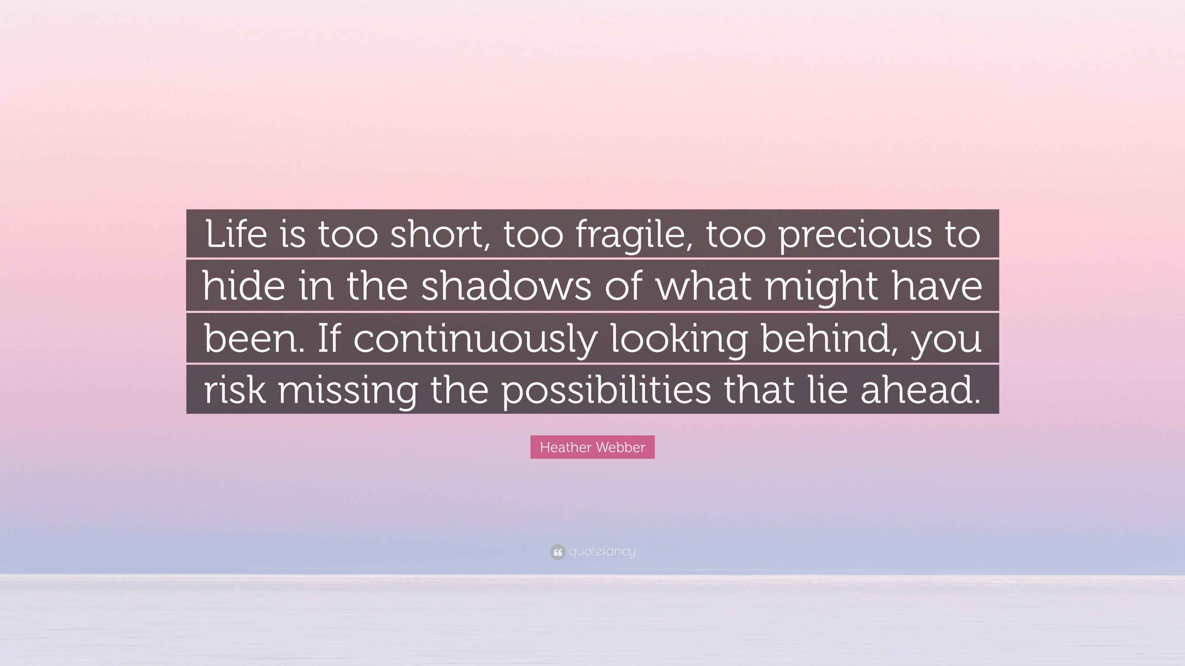 Heather Webber Quote: “Life is too short, too fragile, too precious to ...
