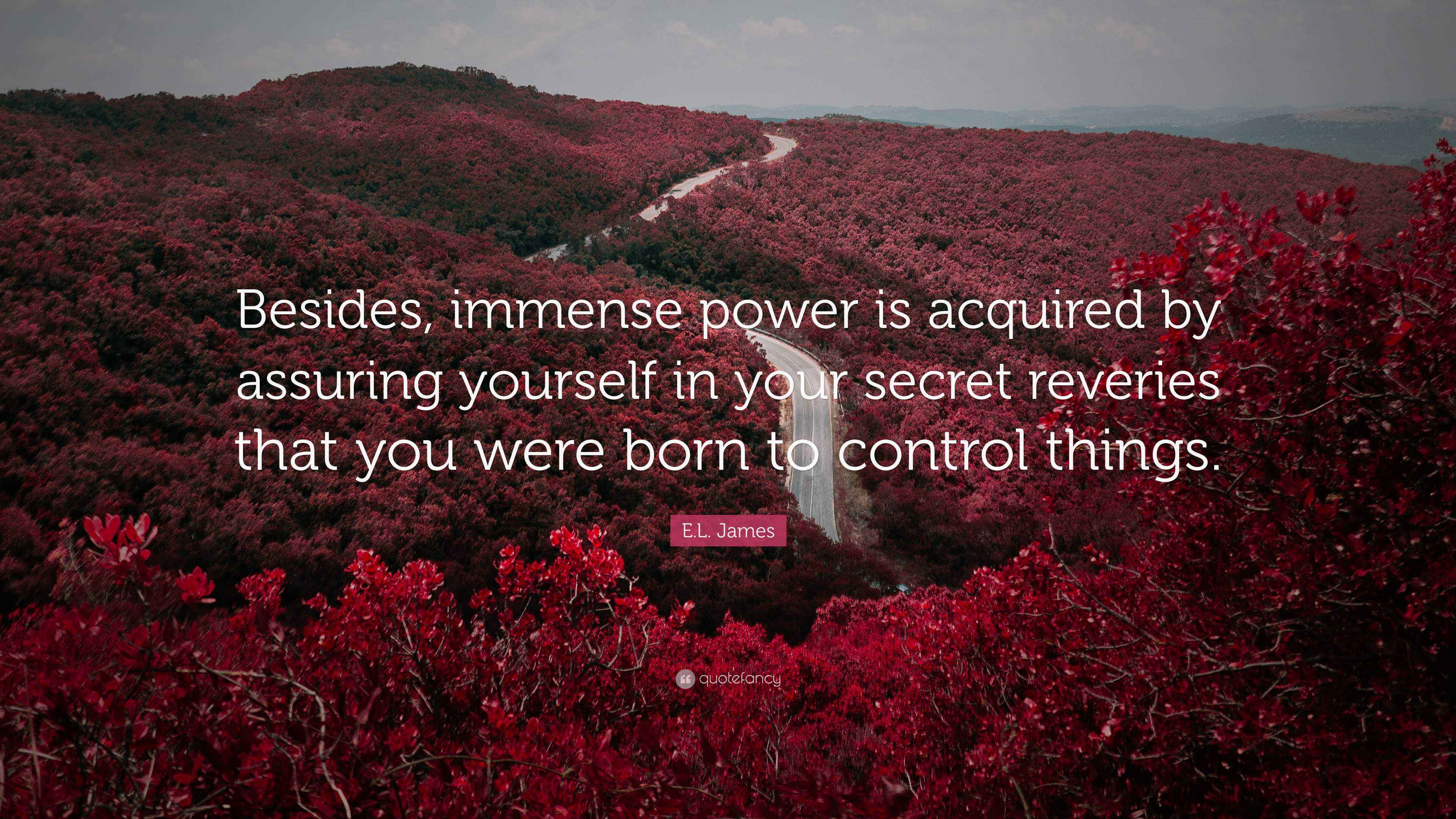 E.L. James Quote: “Besides, immense power is acquired by assuring ...