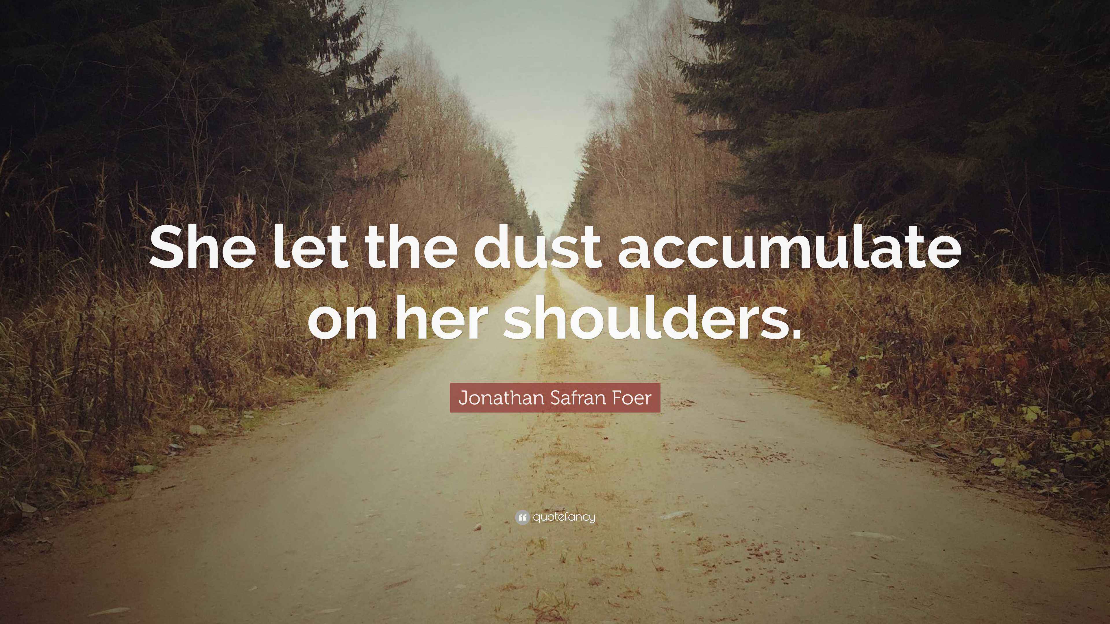 Jonathan Safran Foer Quote: “She let the dust accumulate on her shoulders.”