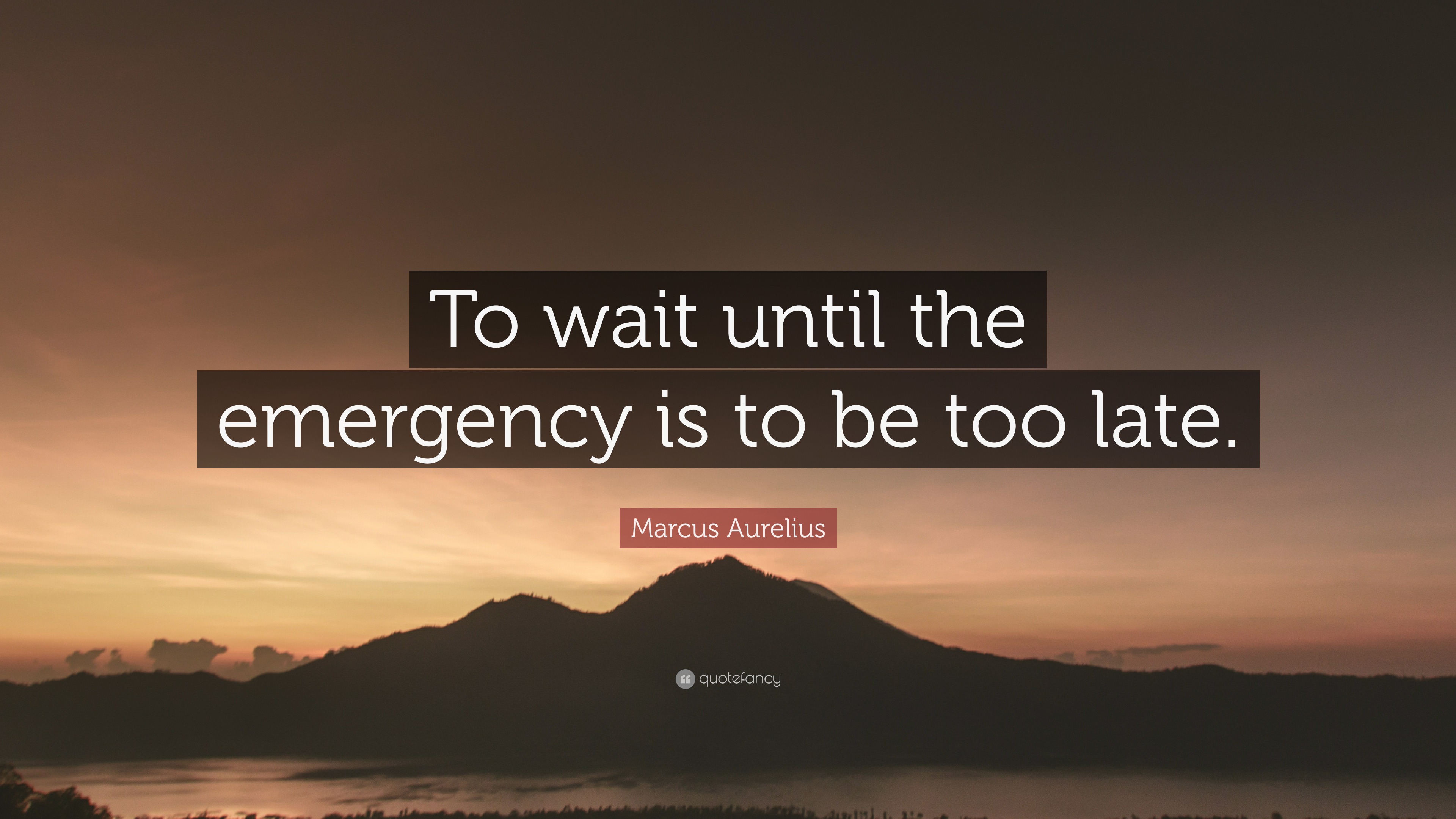 Marcus Aurelius Quote: “To wait until the emergency is to be too late.”