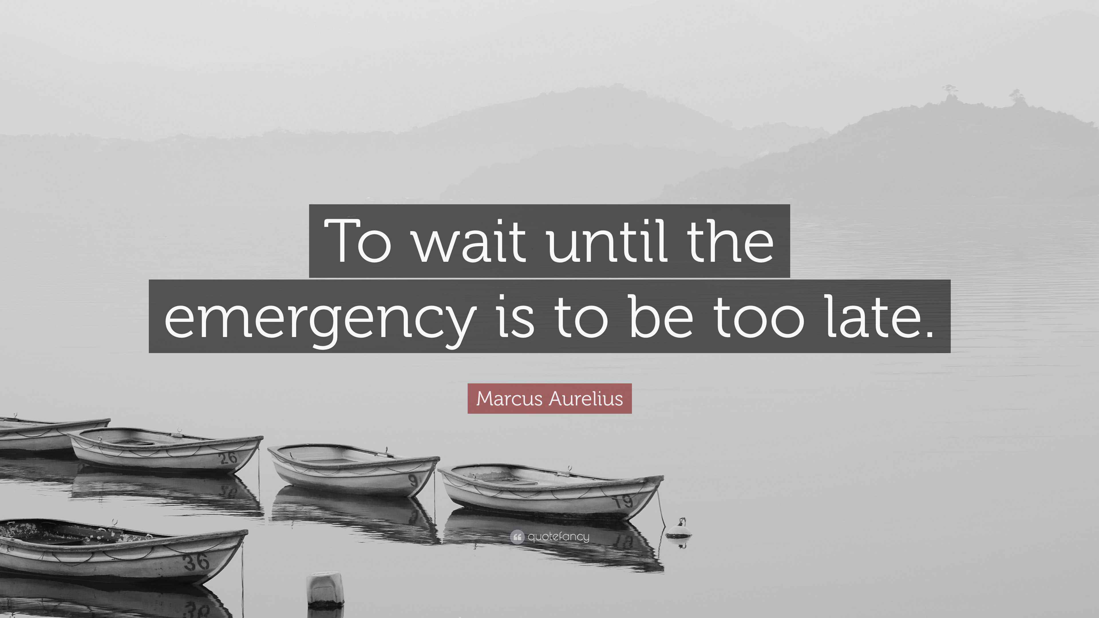 Marcus Aurelius Quote: “To wait until the emergency is to be too late.”