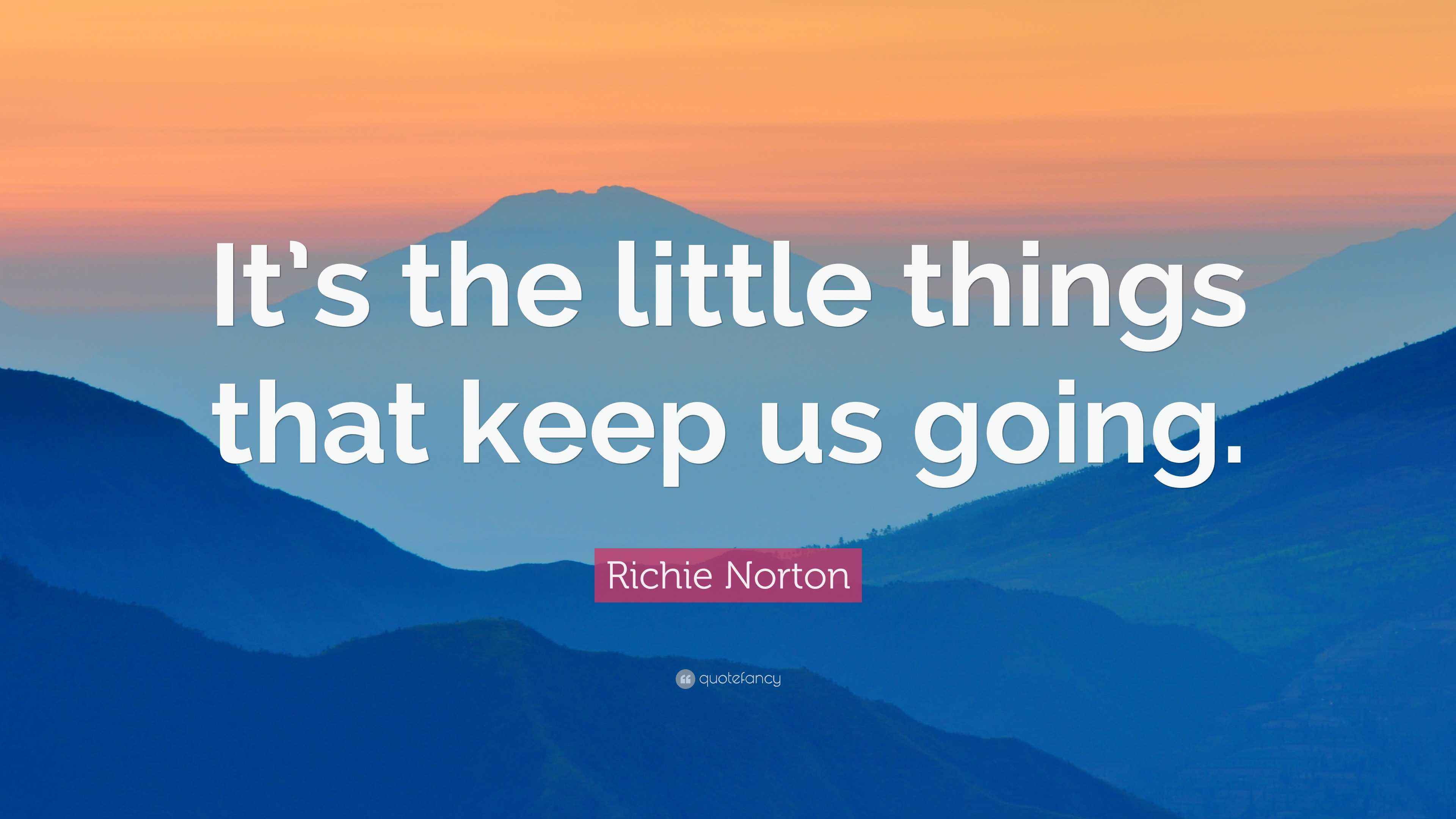 Richie Norton Quote: “It’s the little things that keep us going.”