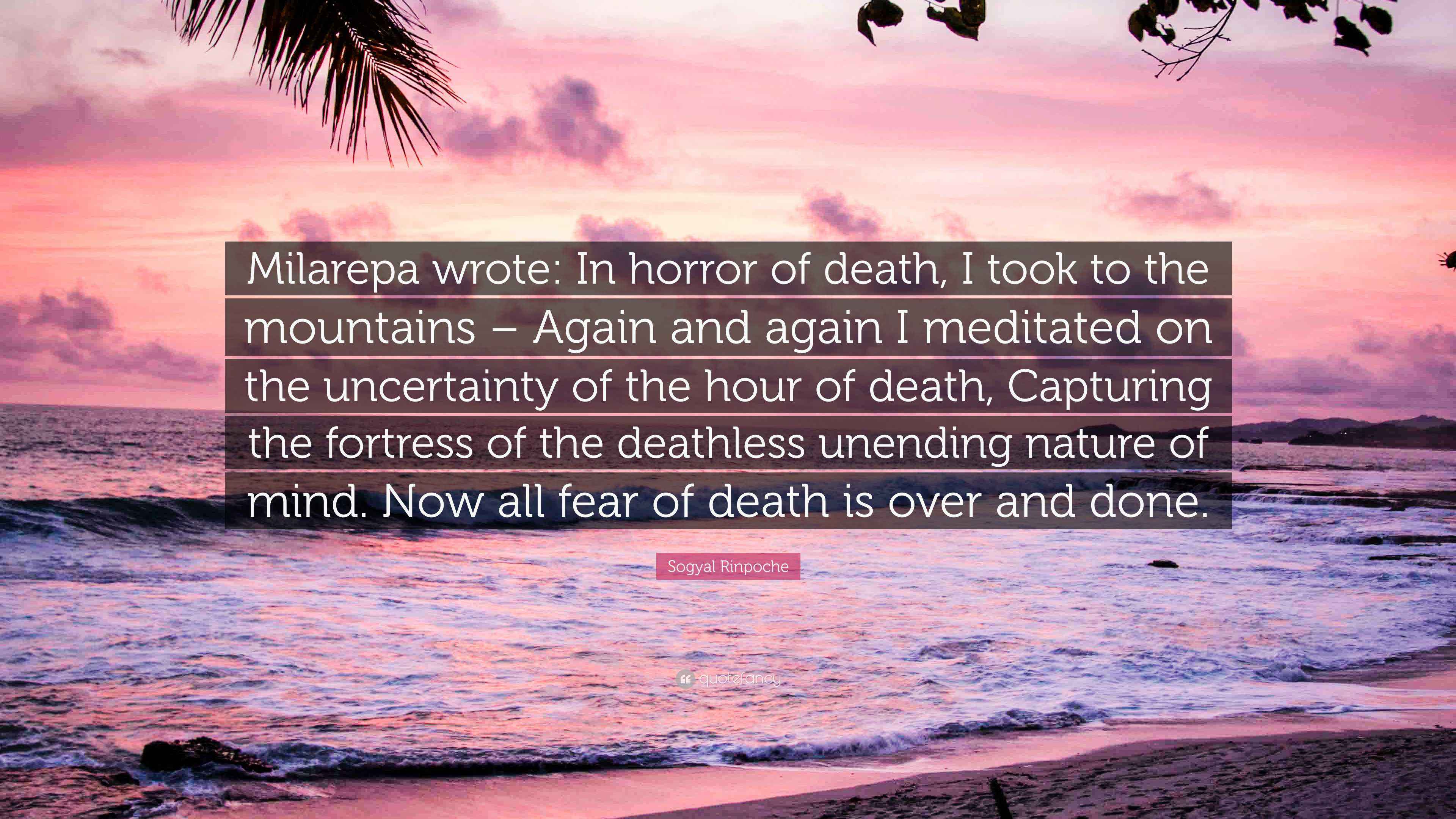 Sogyal Rinpoche Quote: “Milarepa wrote: In horror of death, I took to ...
