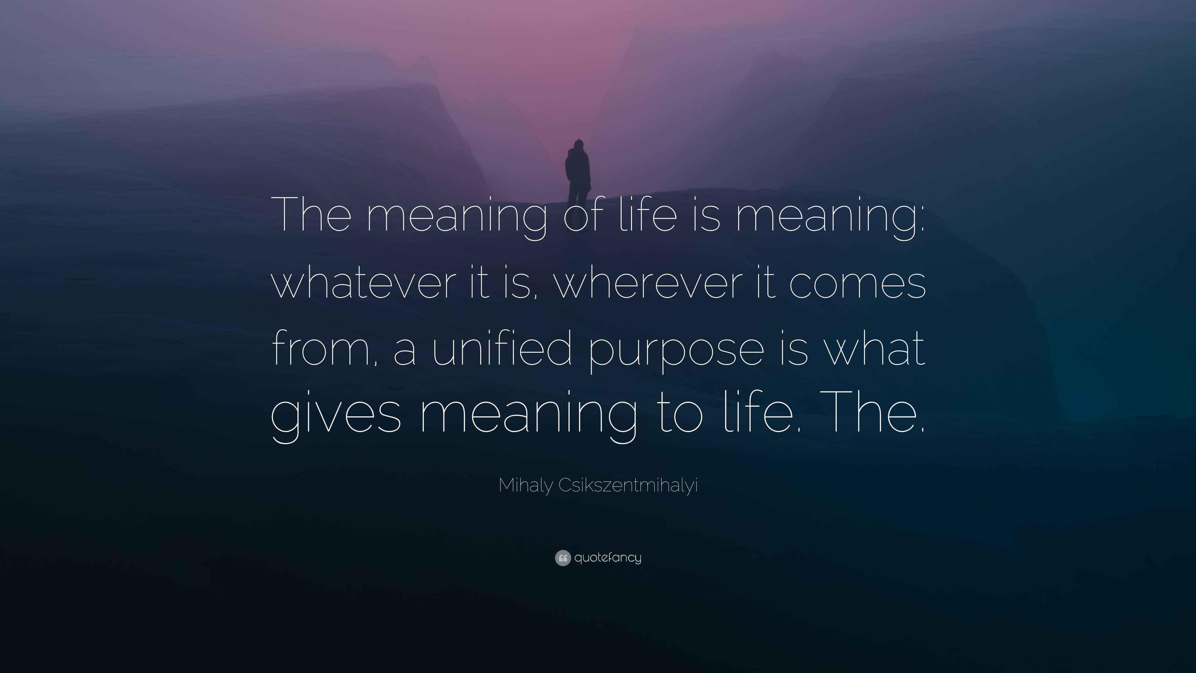 Mihaly Csikszentmihalyi Quote: “The meaning of life is meaning ...