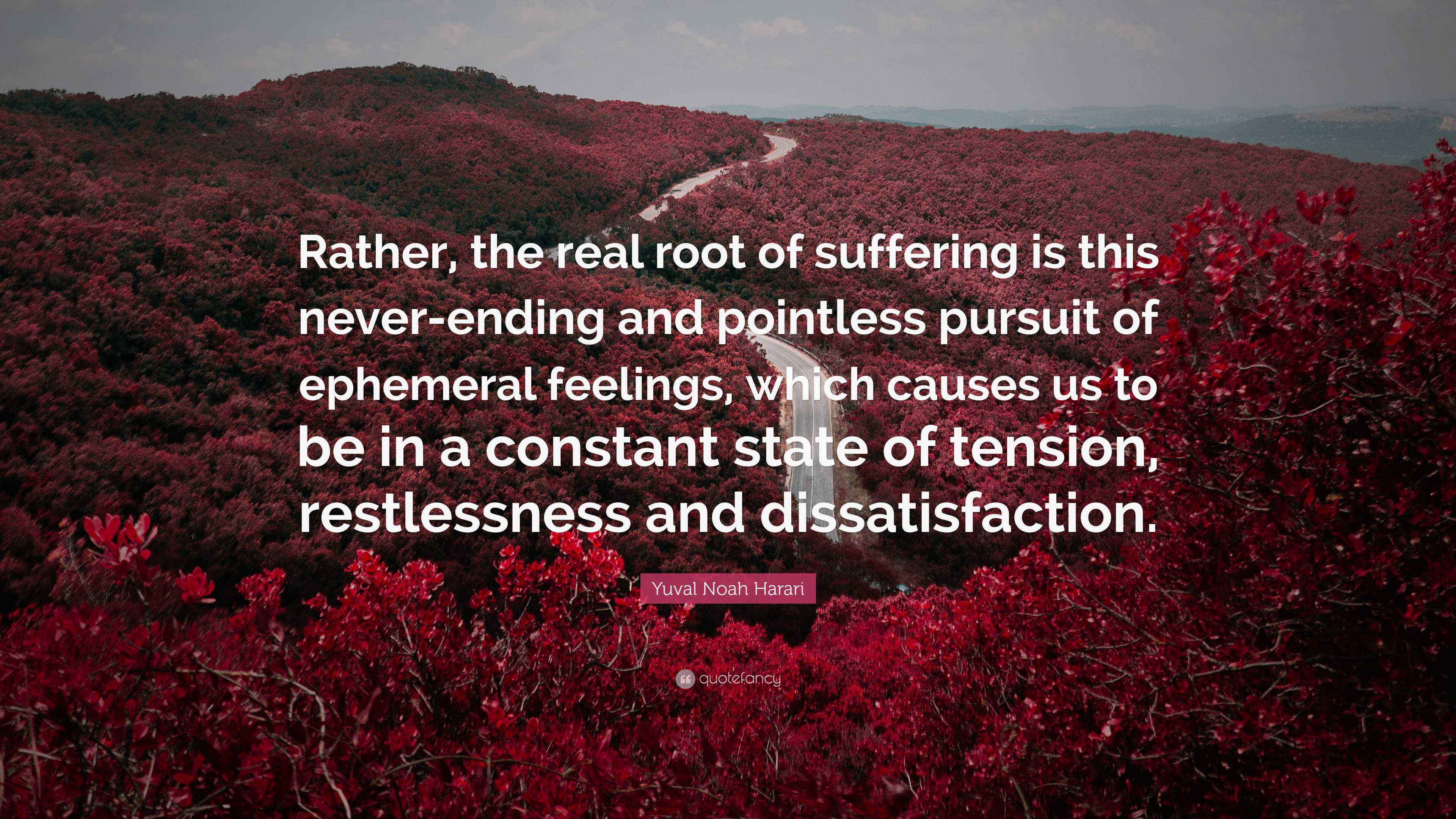 Yuval Noah Harari Quote: “Rather, the real root of suffering is this ...