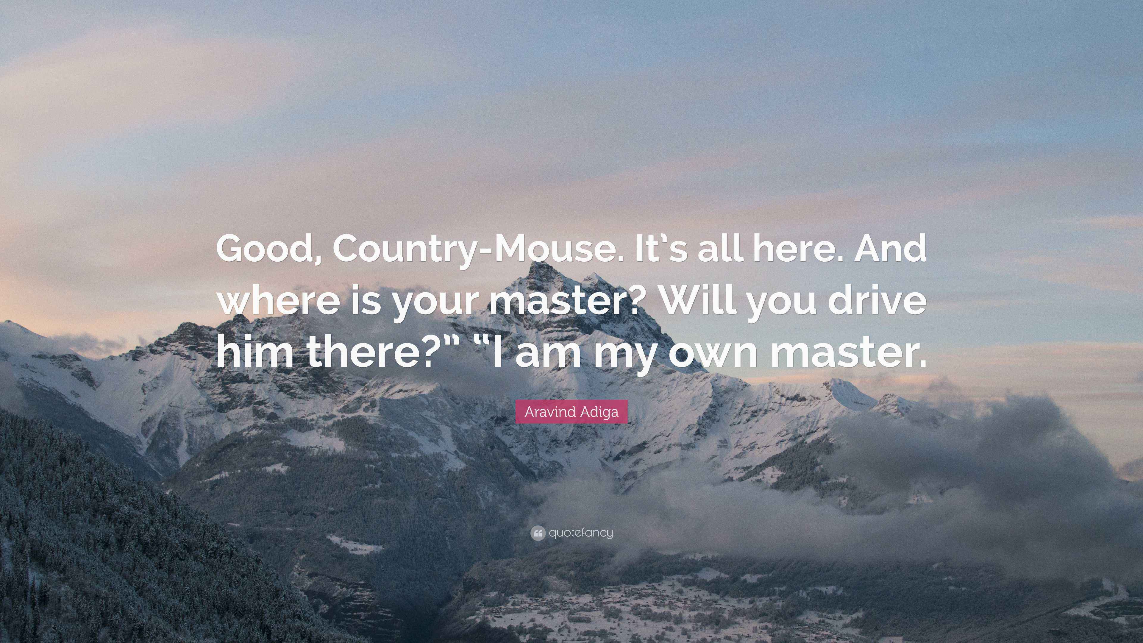 Aravind Adiga Quote: “Good, Country-Mouse. It’s all here. And where is ...