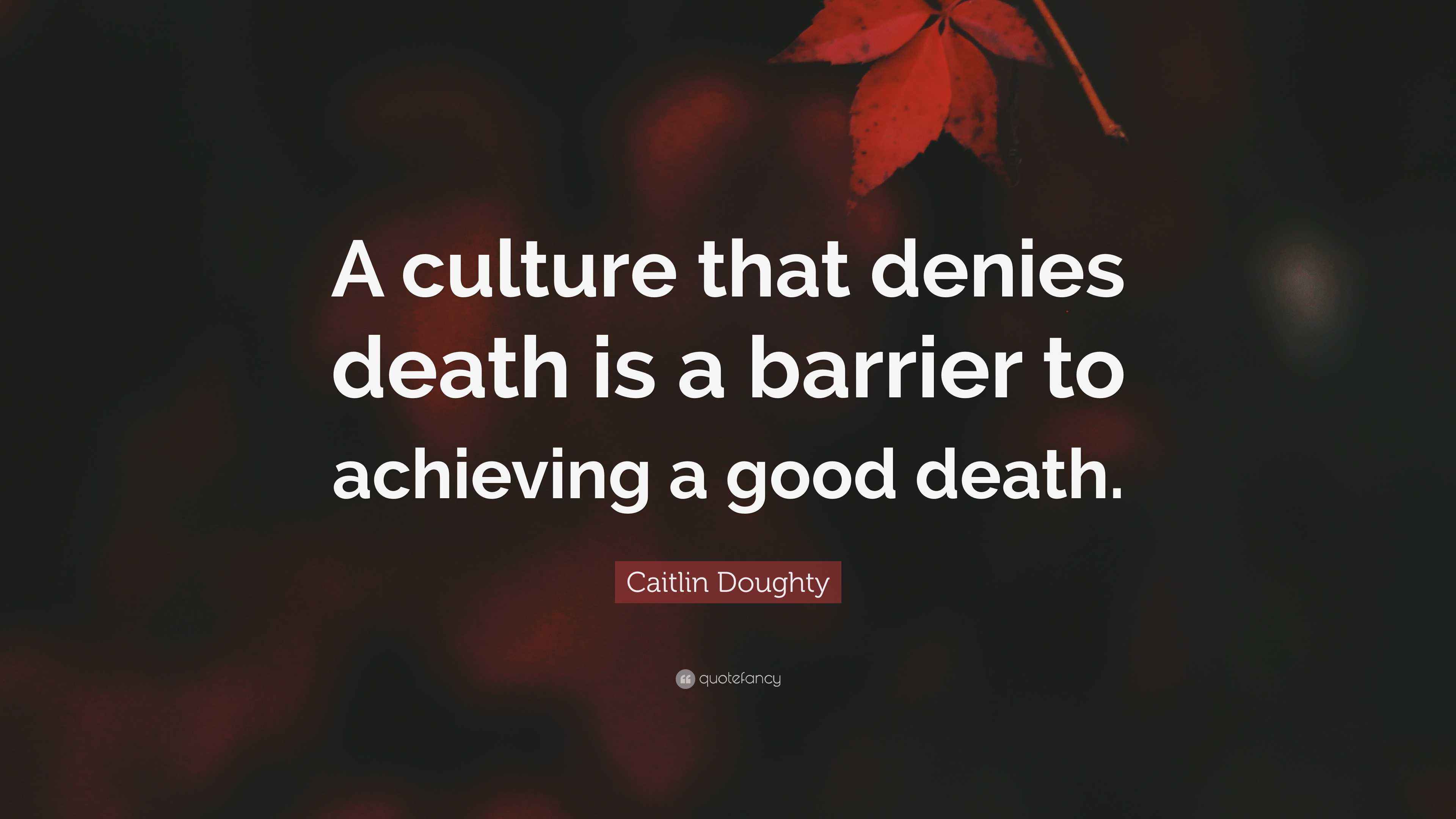 Caitlin Doughty Quote: “A culture that denies death is a barrier to ...