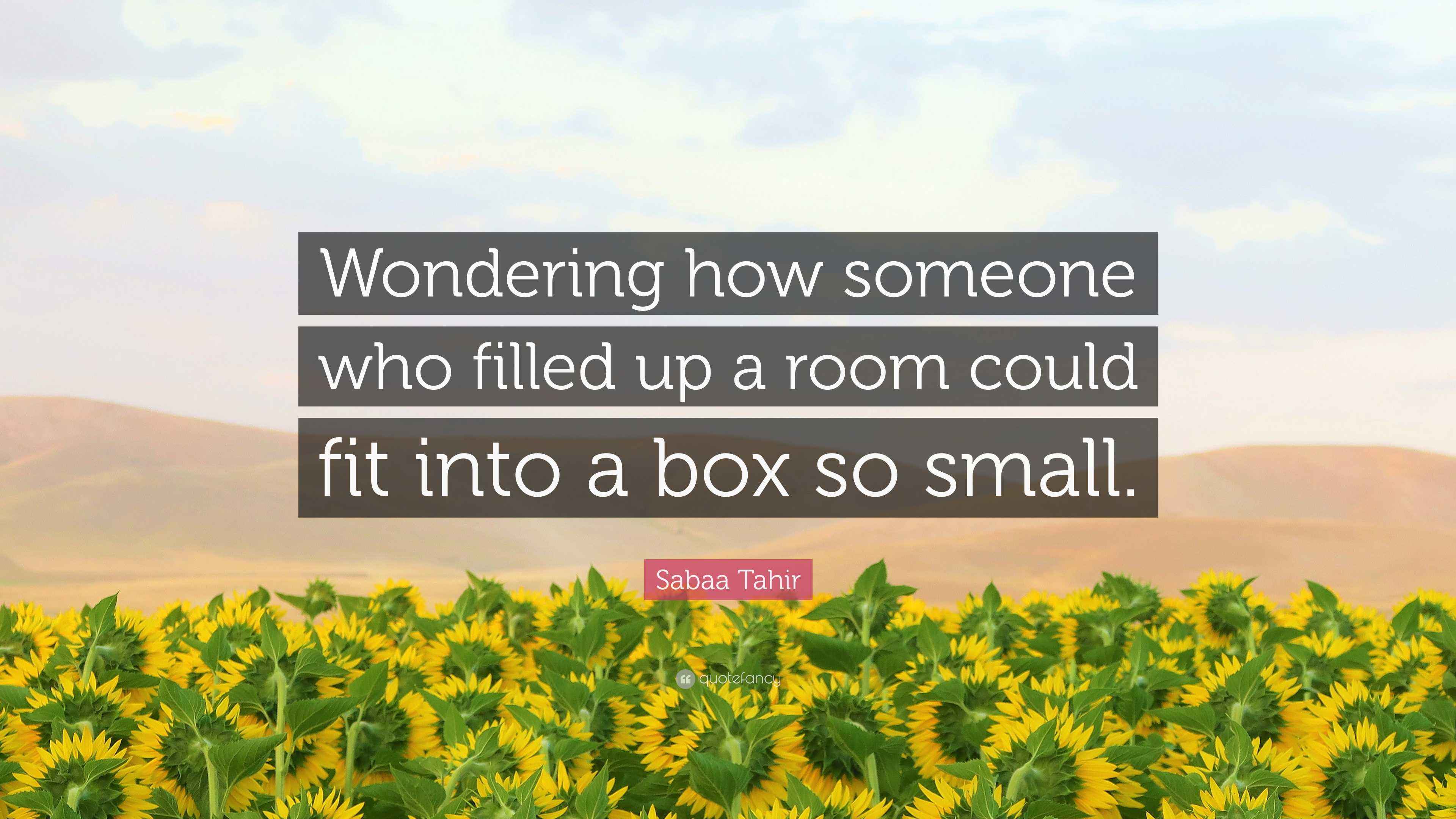 Sabaa Tahir Quote: “Wondering how someone who filled up a room could ...