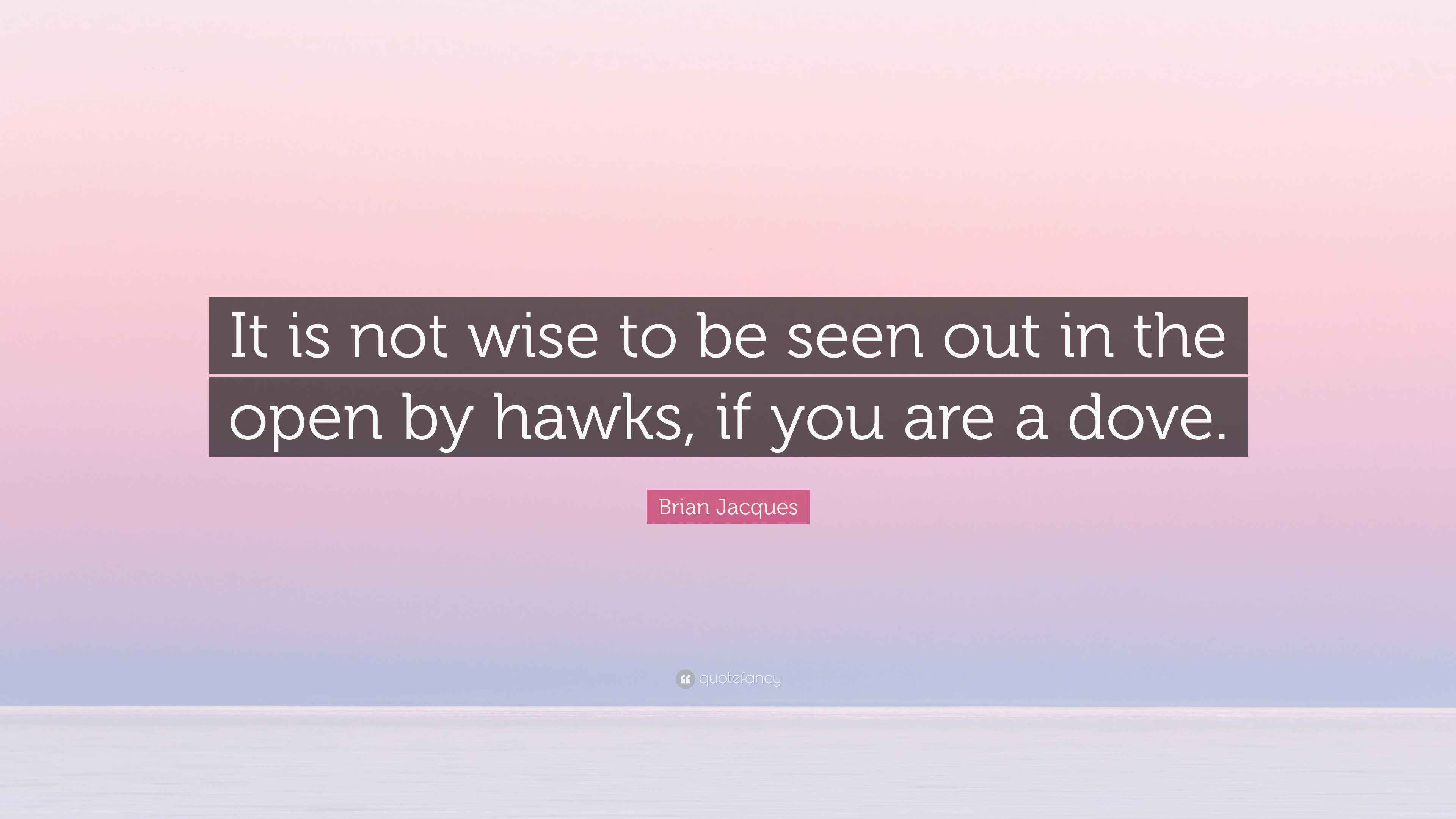 Brian Jacques Quote: “It is not wise to be seen out in the open by ...