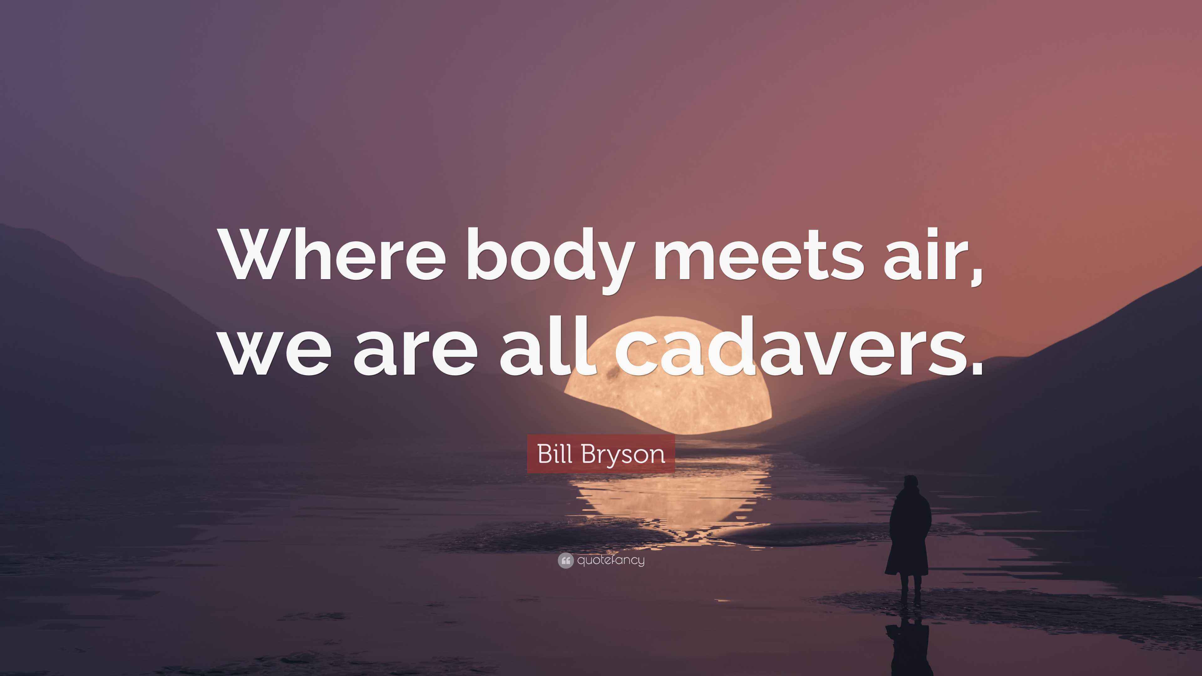 Bill Bryson Quote: “Where body meets air, we are all cadavers.”