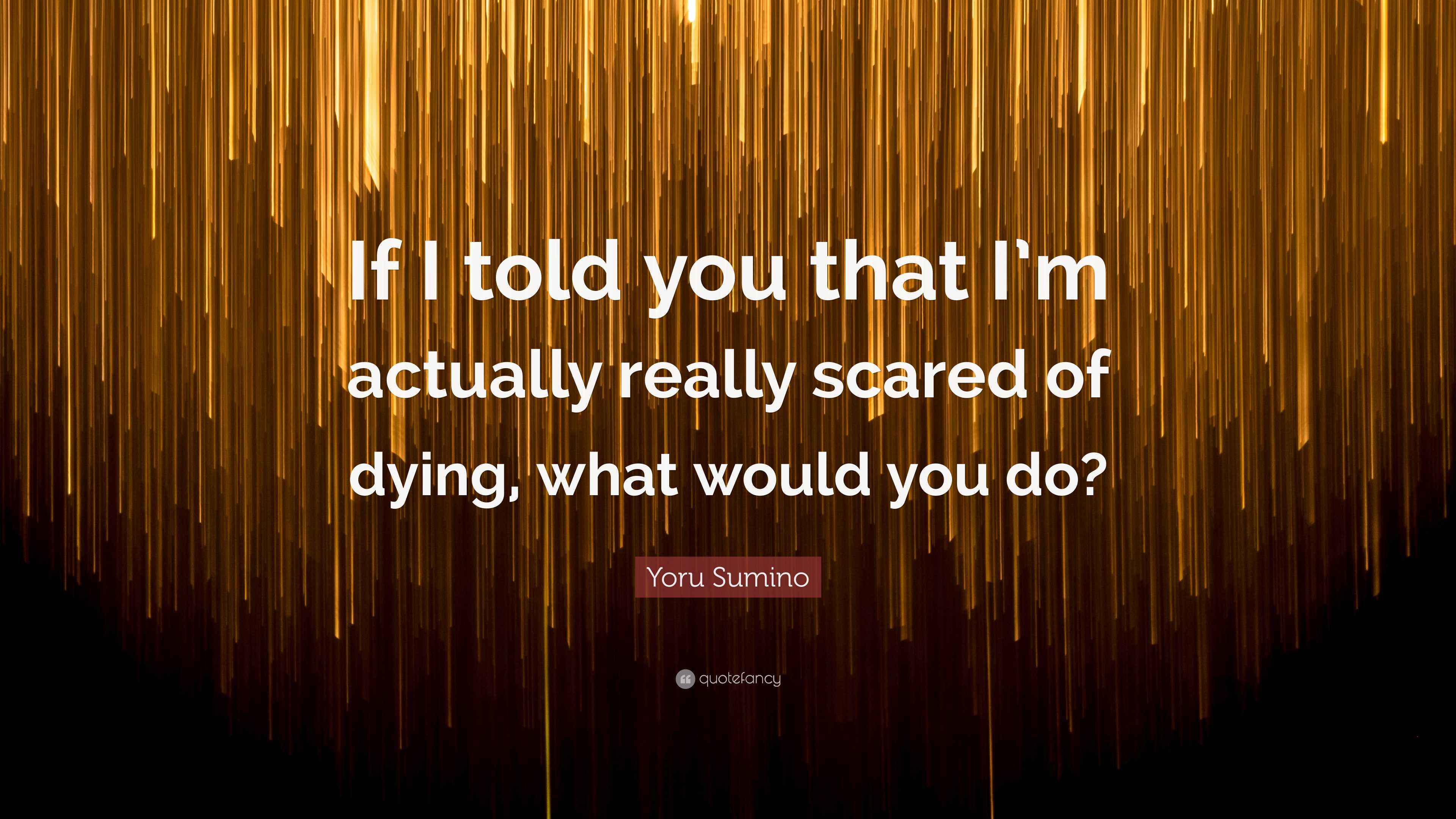 Yoru Sumino Quote: “If I told you that I’m actually really scared of ...