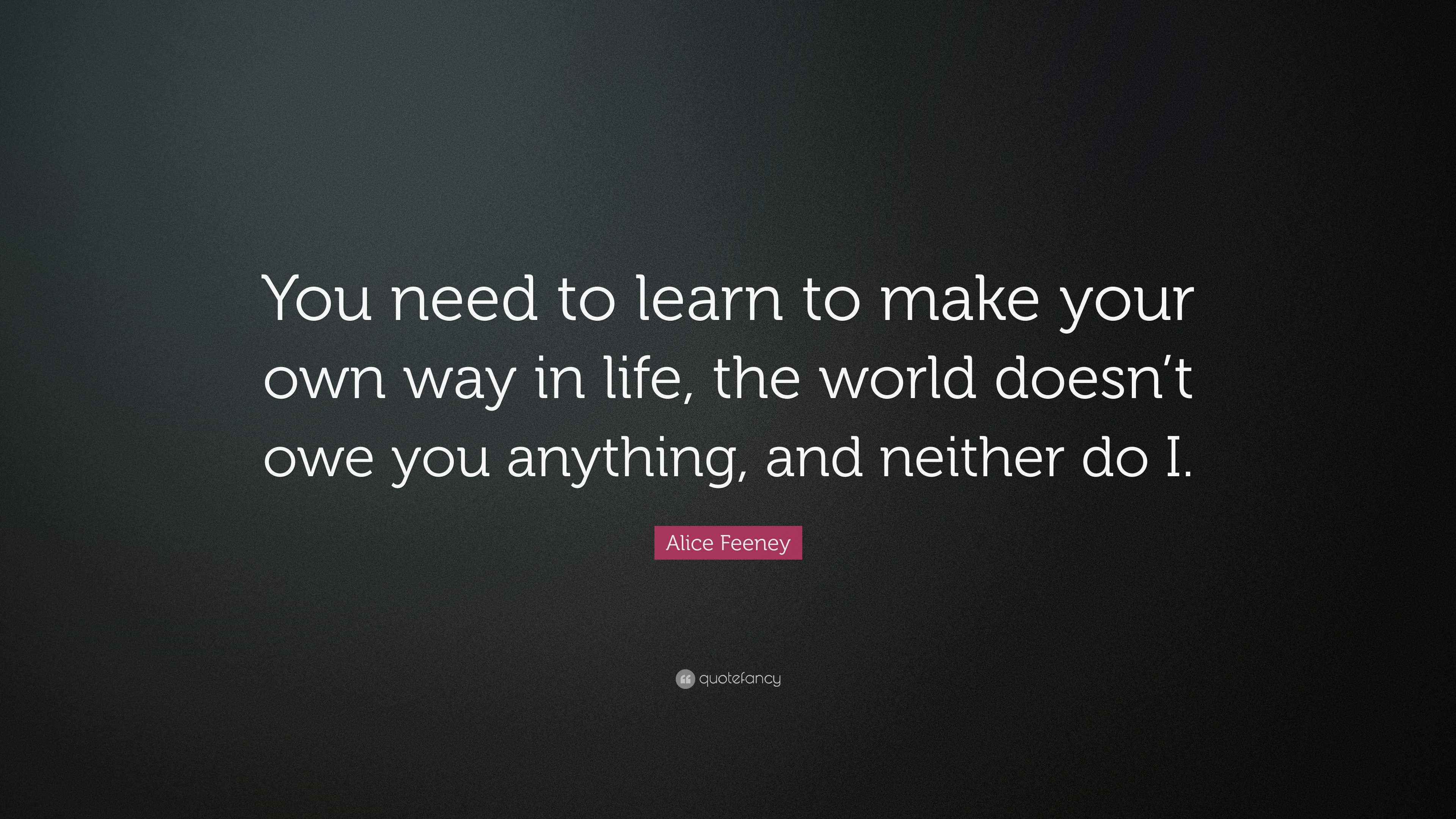 Alice Feeney Quote: “You need to learn to make your own way in life ...