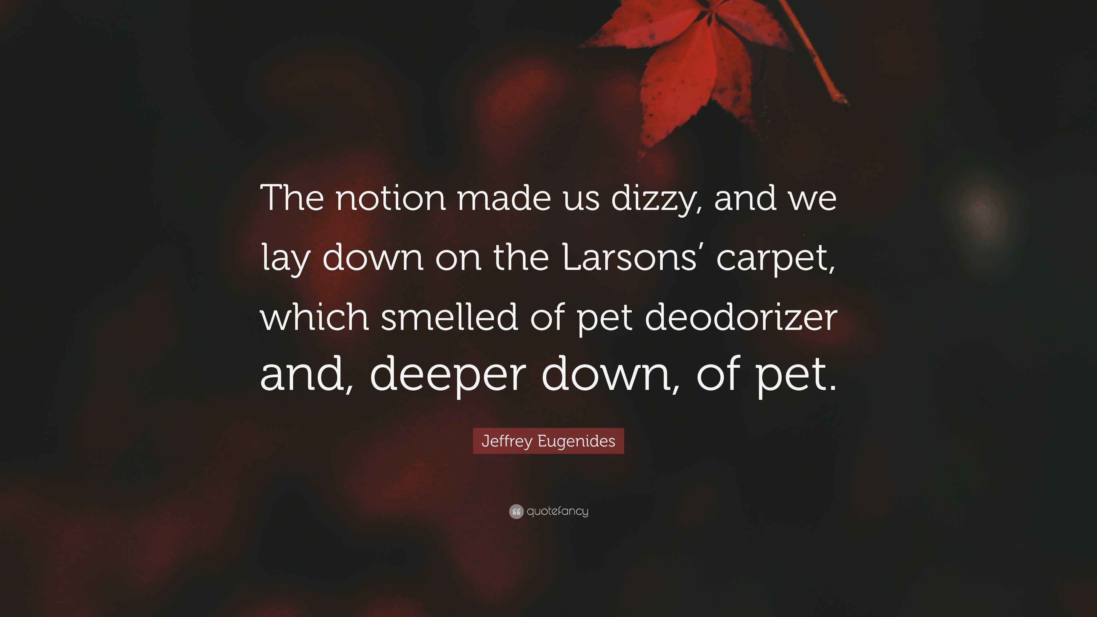 Jeffrey Eugenides Quote: “The notion made us dizzy, and we lay down on ...