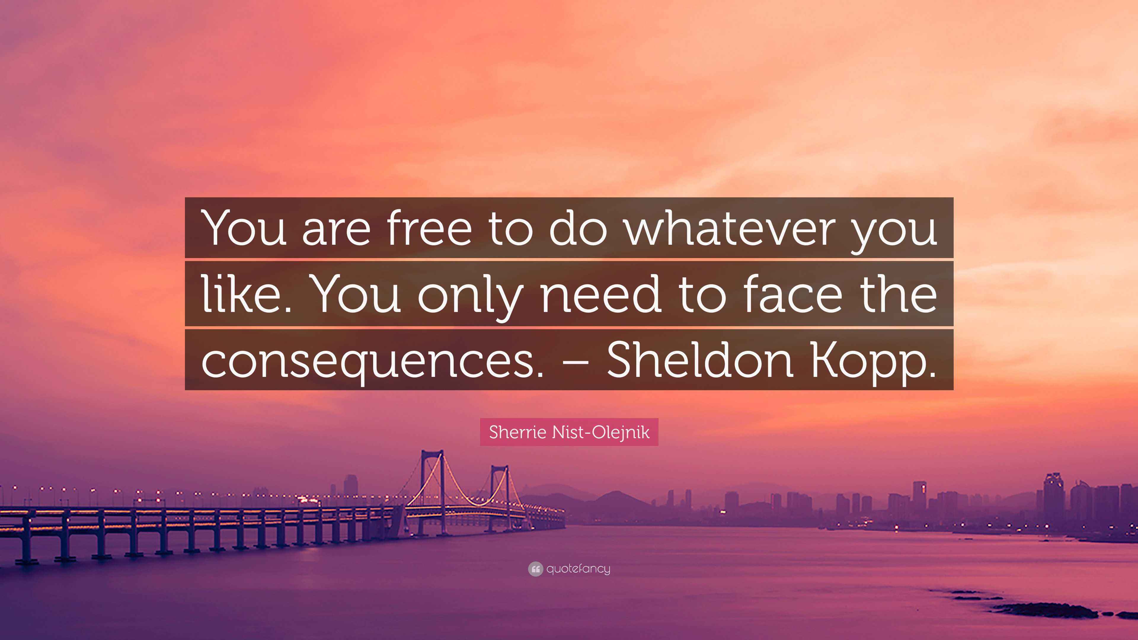 Sherrie Nist-Olejnik Quote: “You are free to do whatever you like. You only need to face the ...